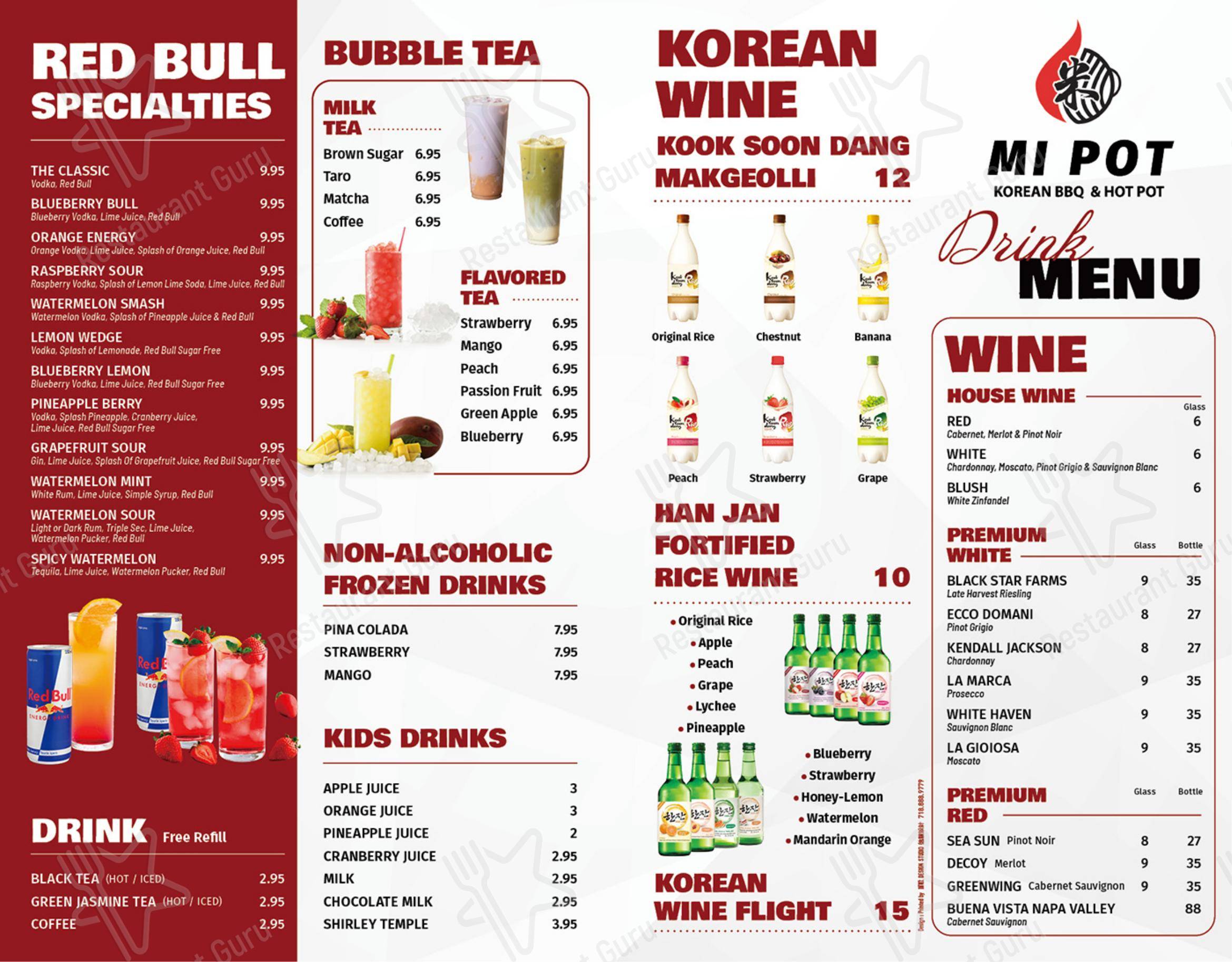 Menu at MI Pot Korean BBQ and Hot Pot, Frankenmuth