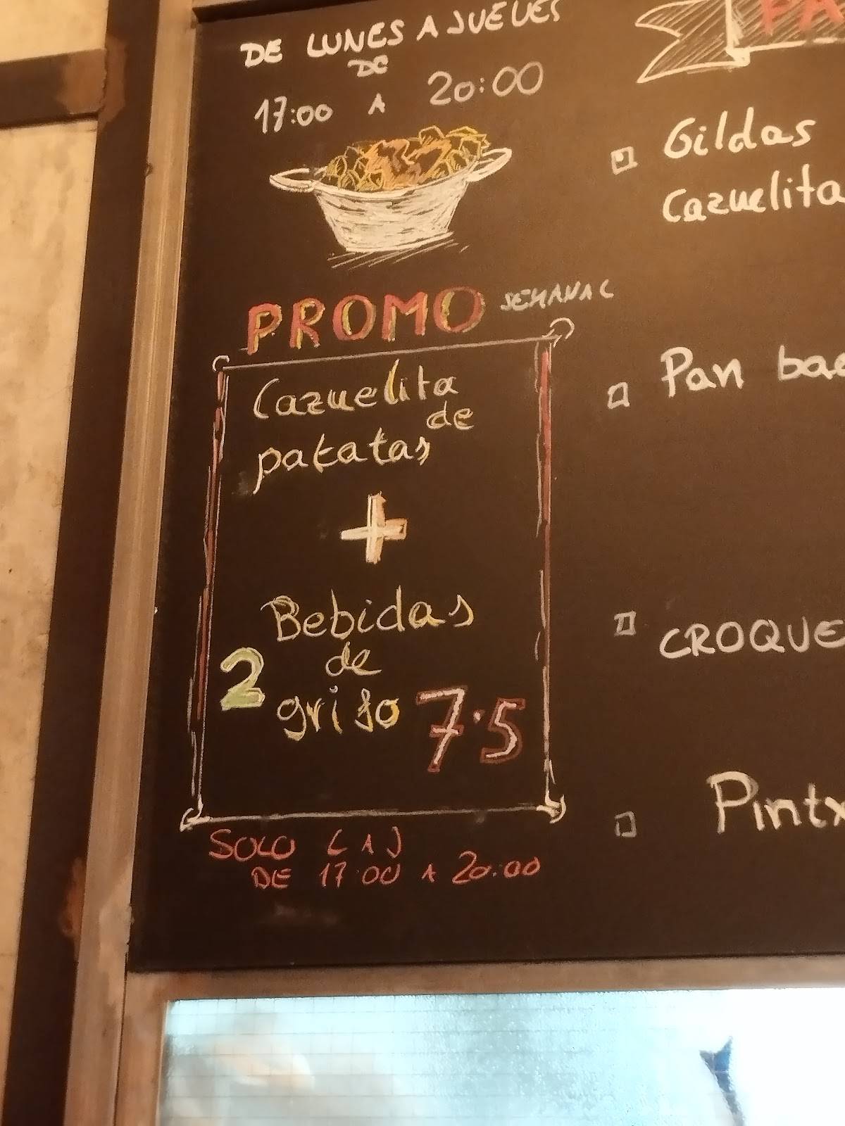 Menu at El Rinkon restaurant, Madrid