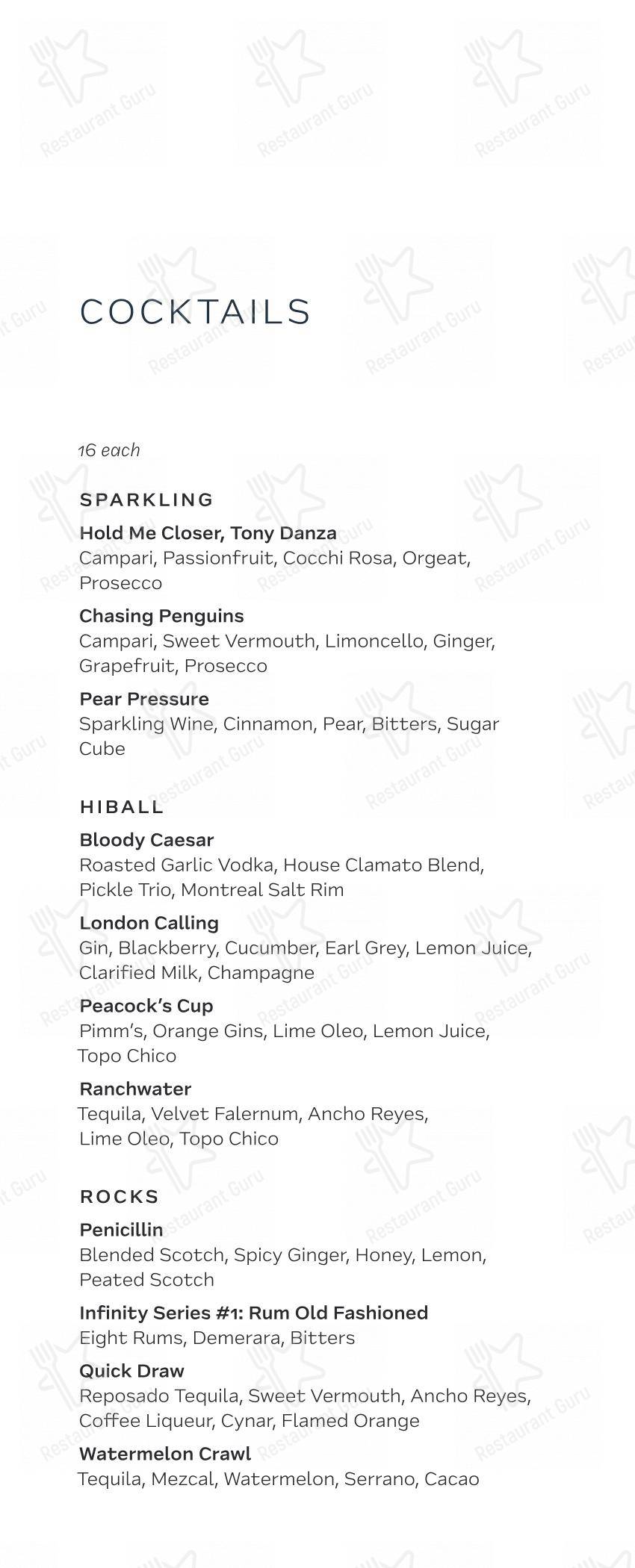 Menu at Navy Blue restaurant, Houston