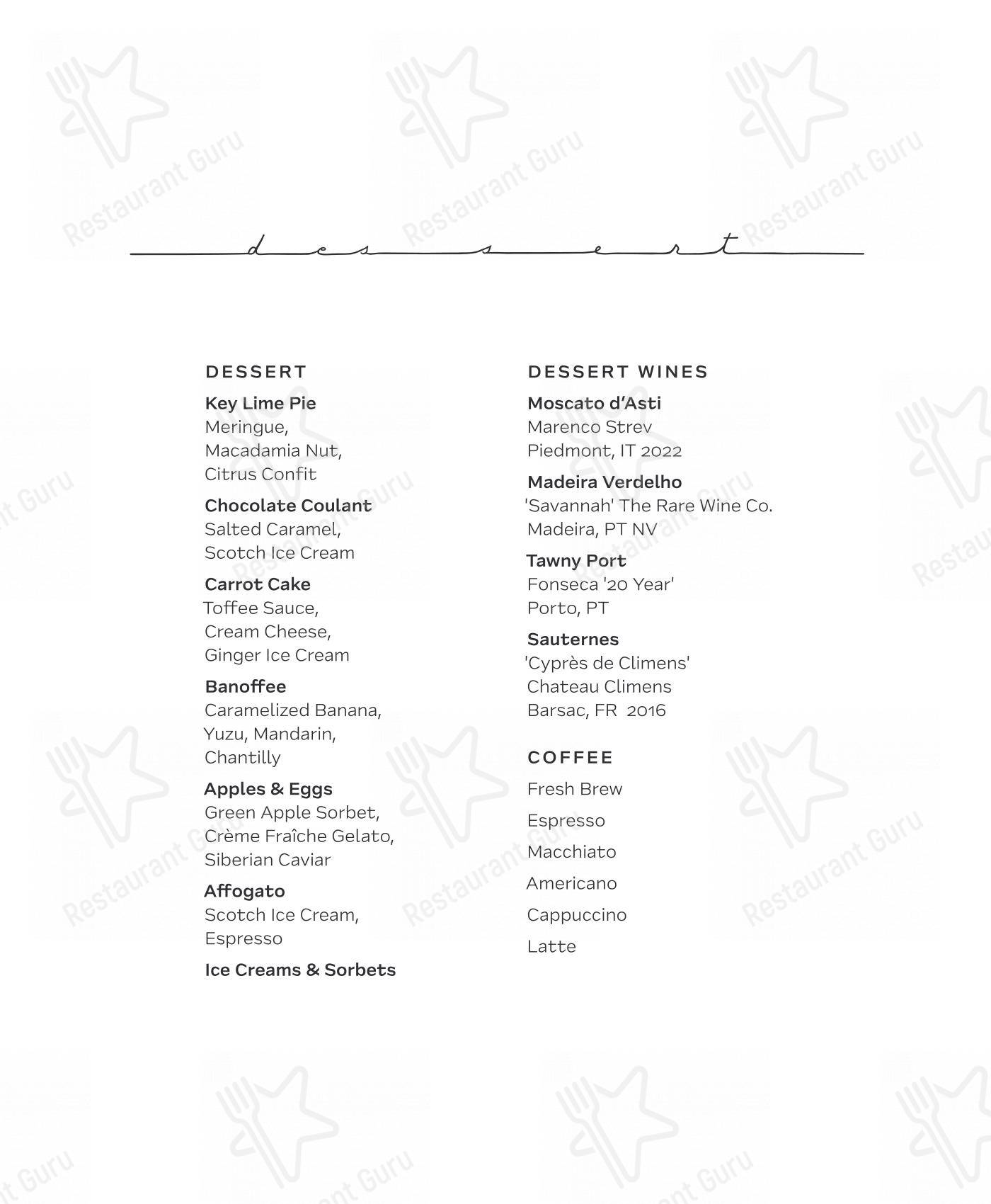 Menu at Navy Blue restaurant, Houston