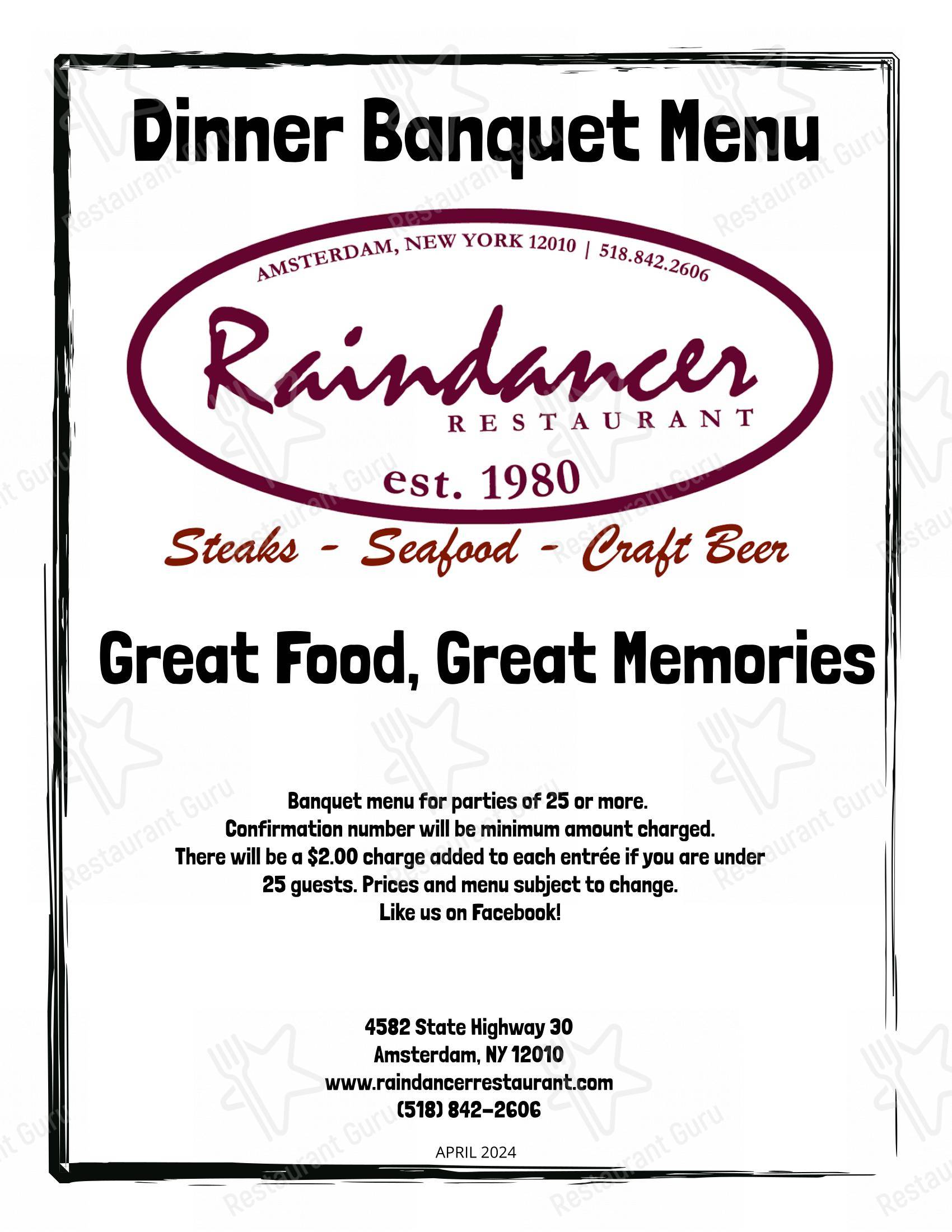 Menu at Raindancer Restaurant, Amsterdam, NY-30