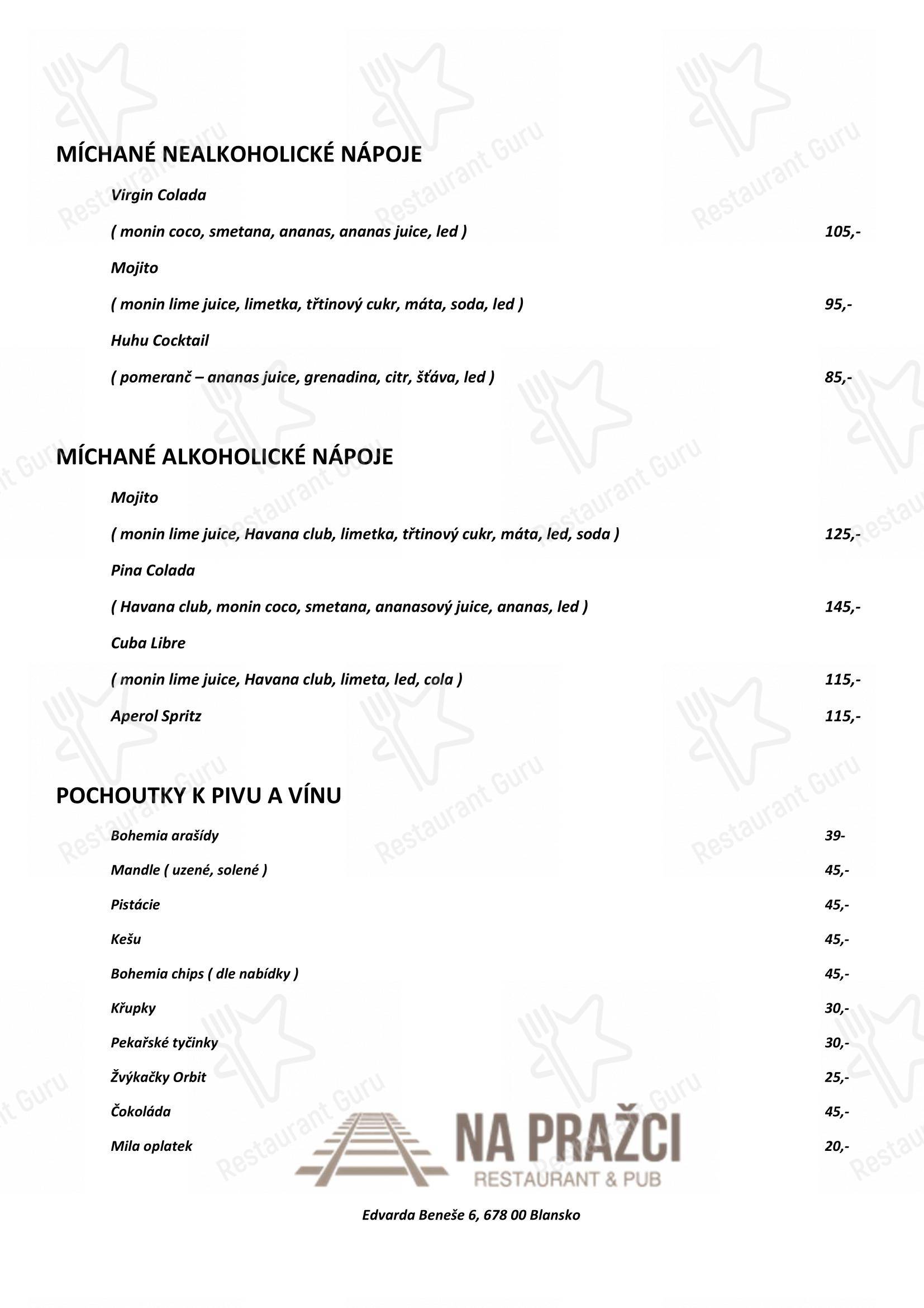 Menu at Restaurace NA PRAŽCI restaurant, Blansko