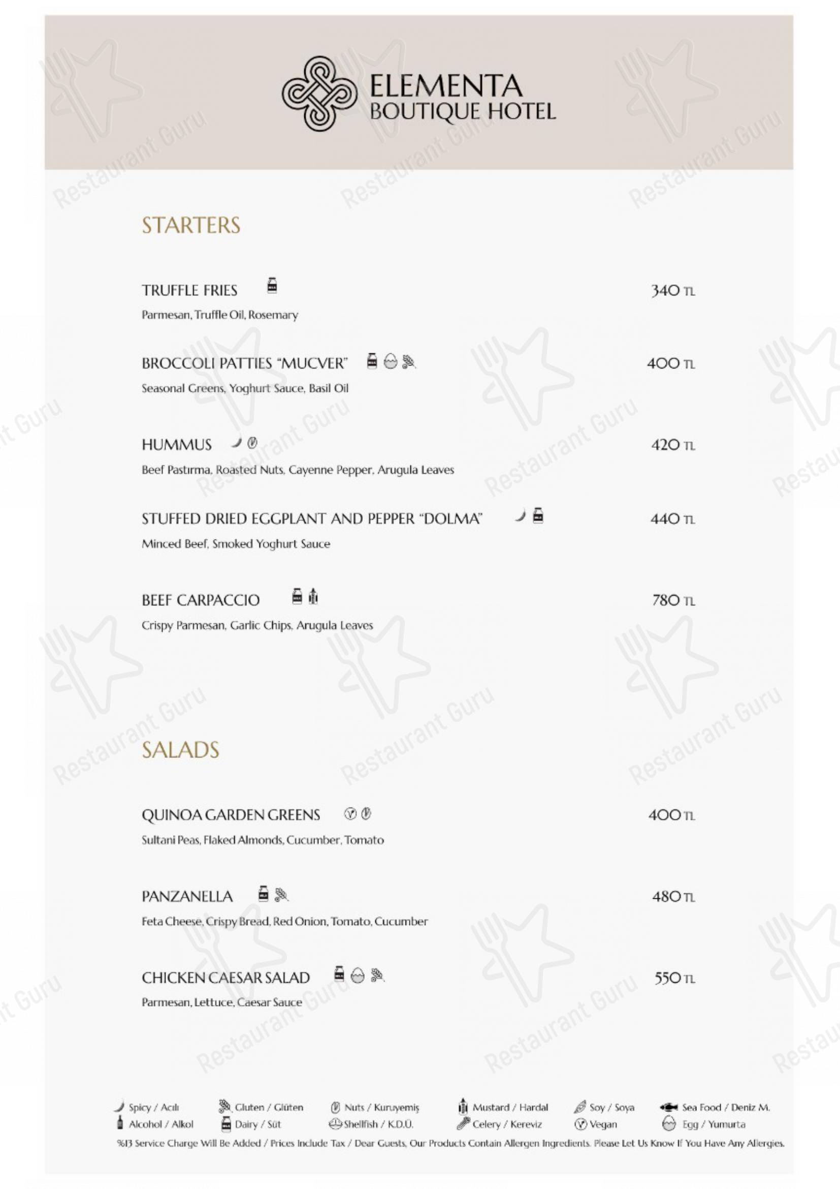 Menu at Ruins Luxury Resort, Yalıkavak Belediyesi