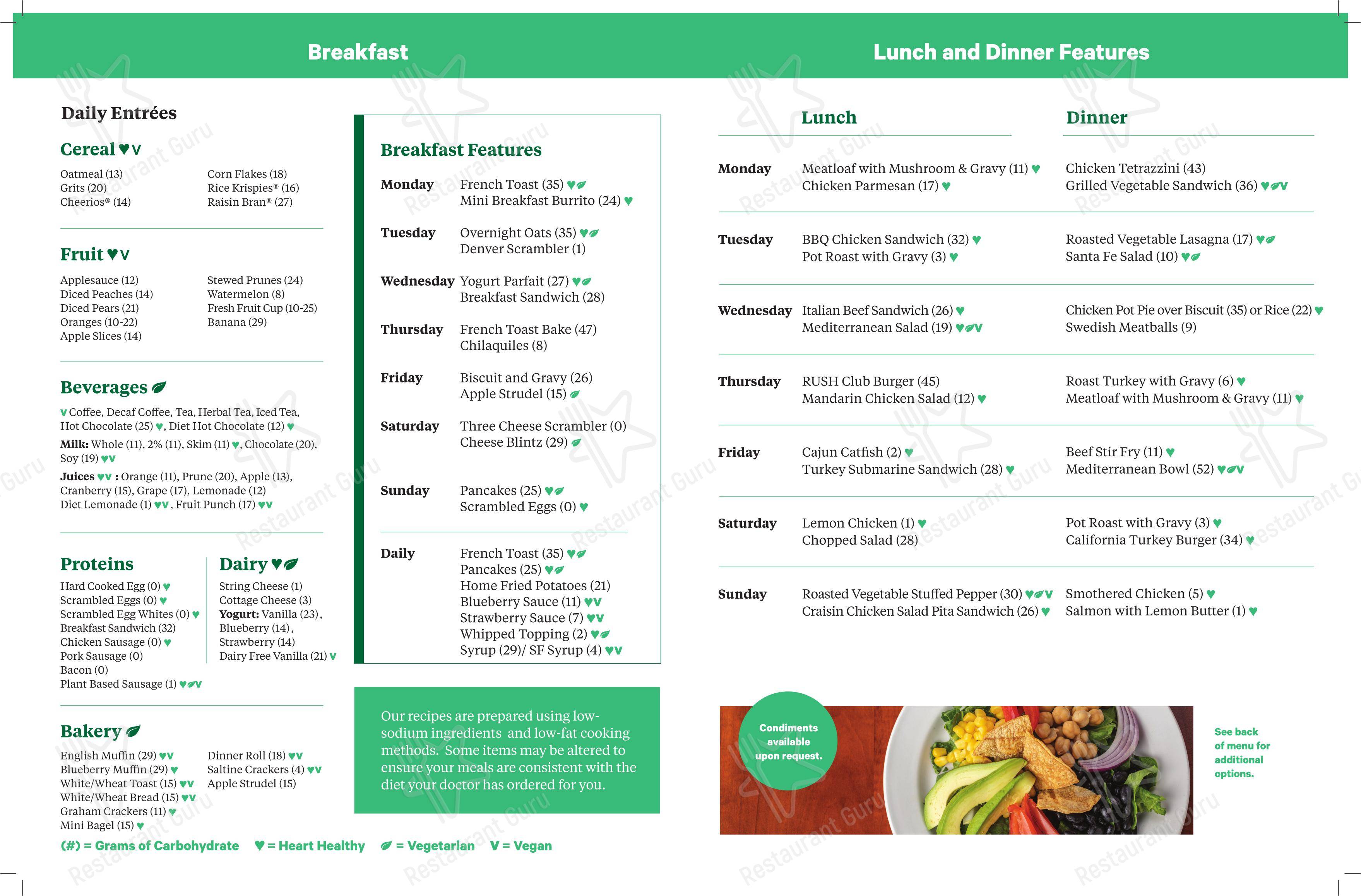 Menu at Rush cafeteria, Chicago