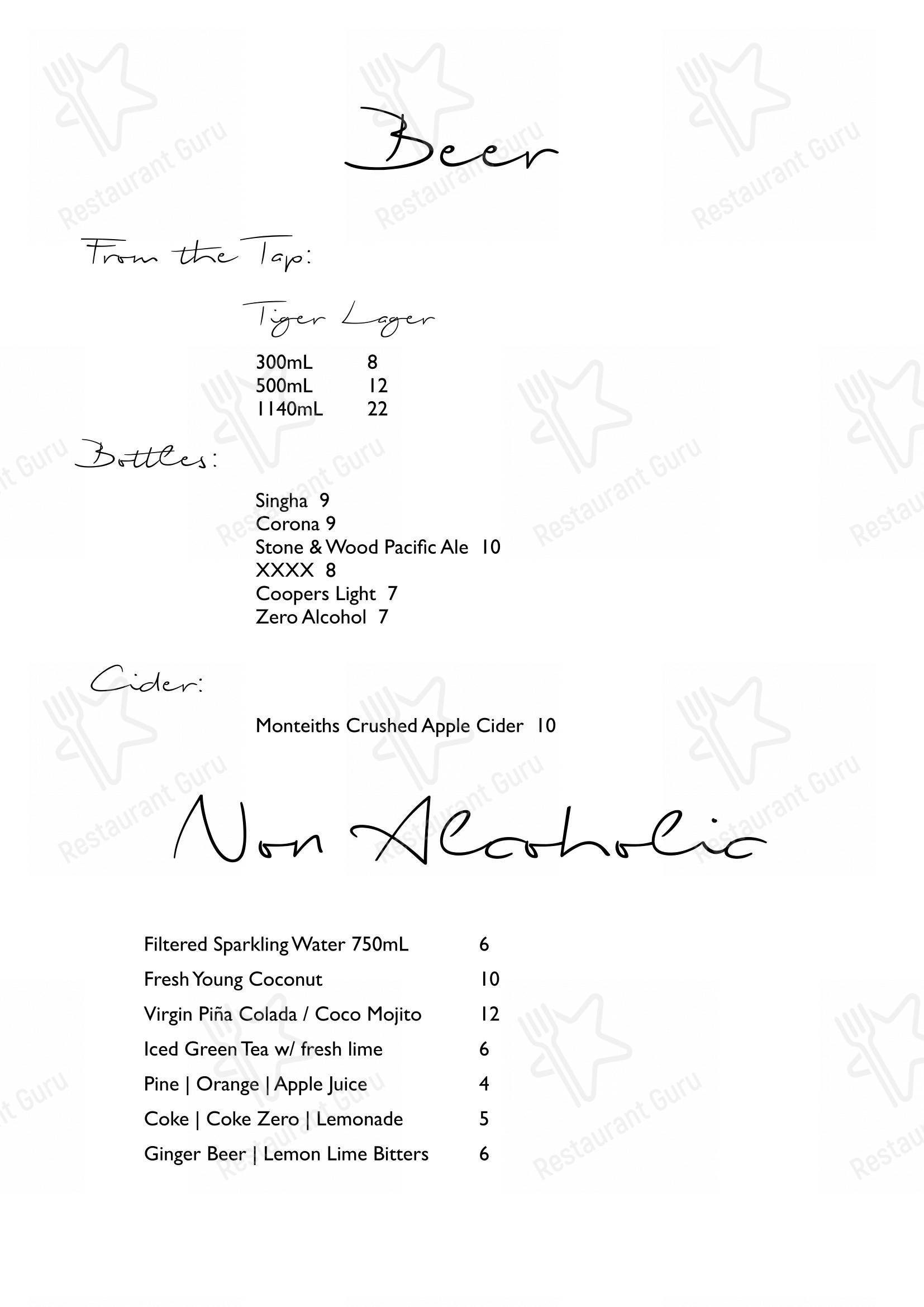 Menu at Sticky Rice Thai Food and Bar, Tugun