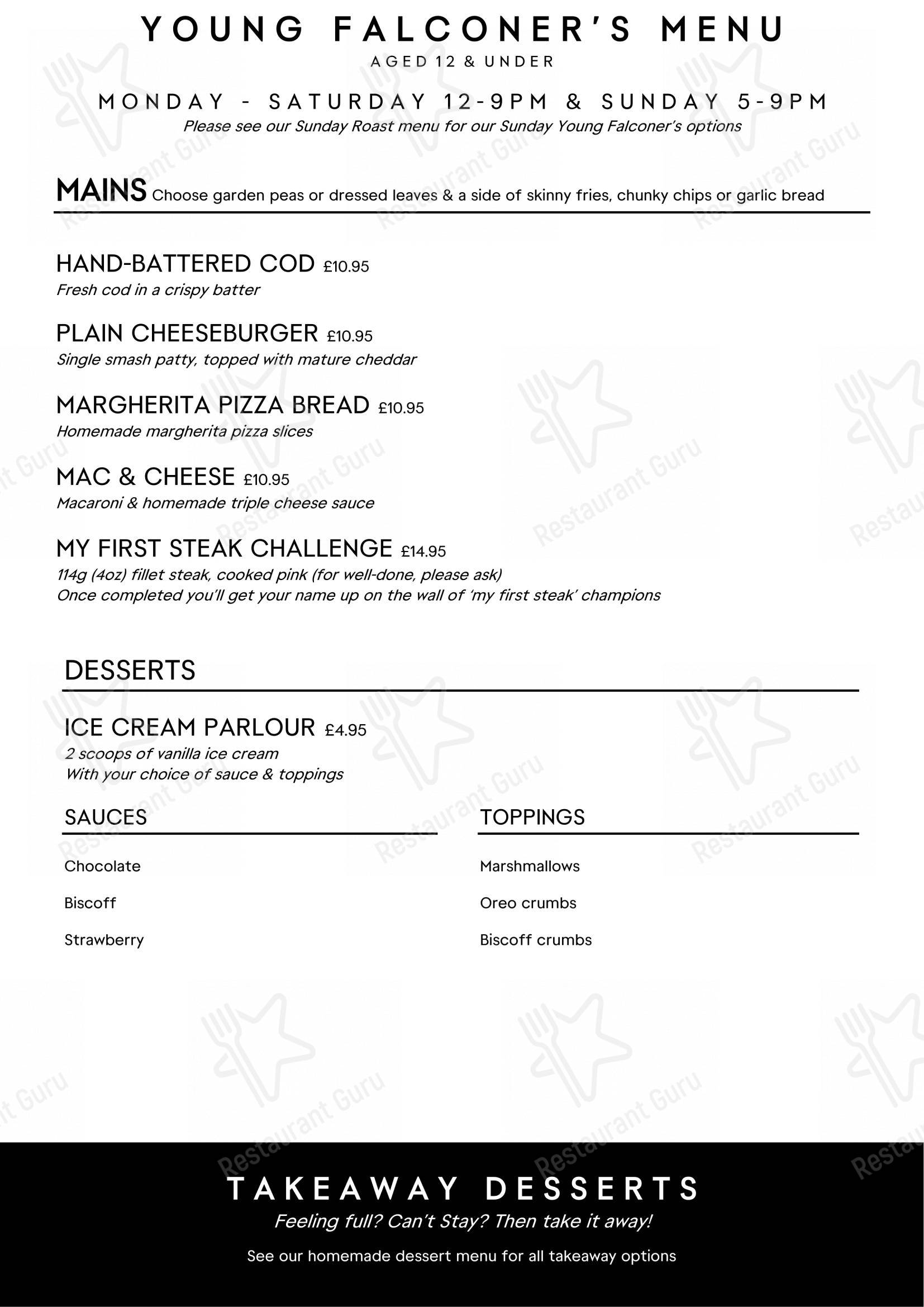 Menu at The Falcon Steakhouse, Wotton-under-Edge