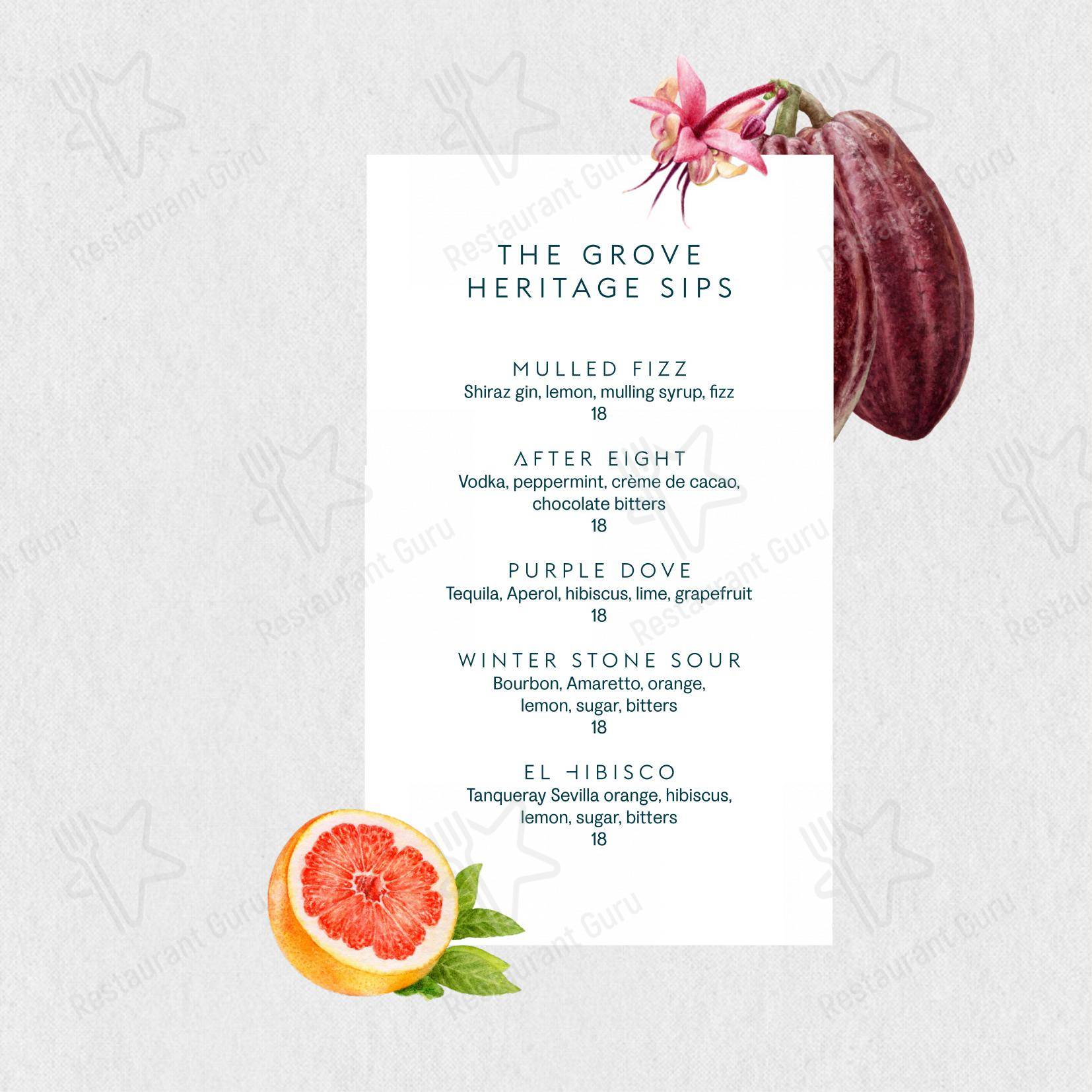 Menu at The Glasshouse restaurant, Watford, Chandler's Cross