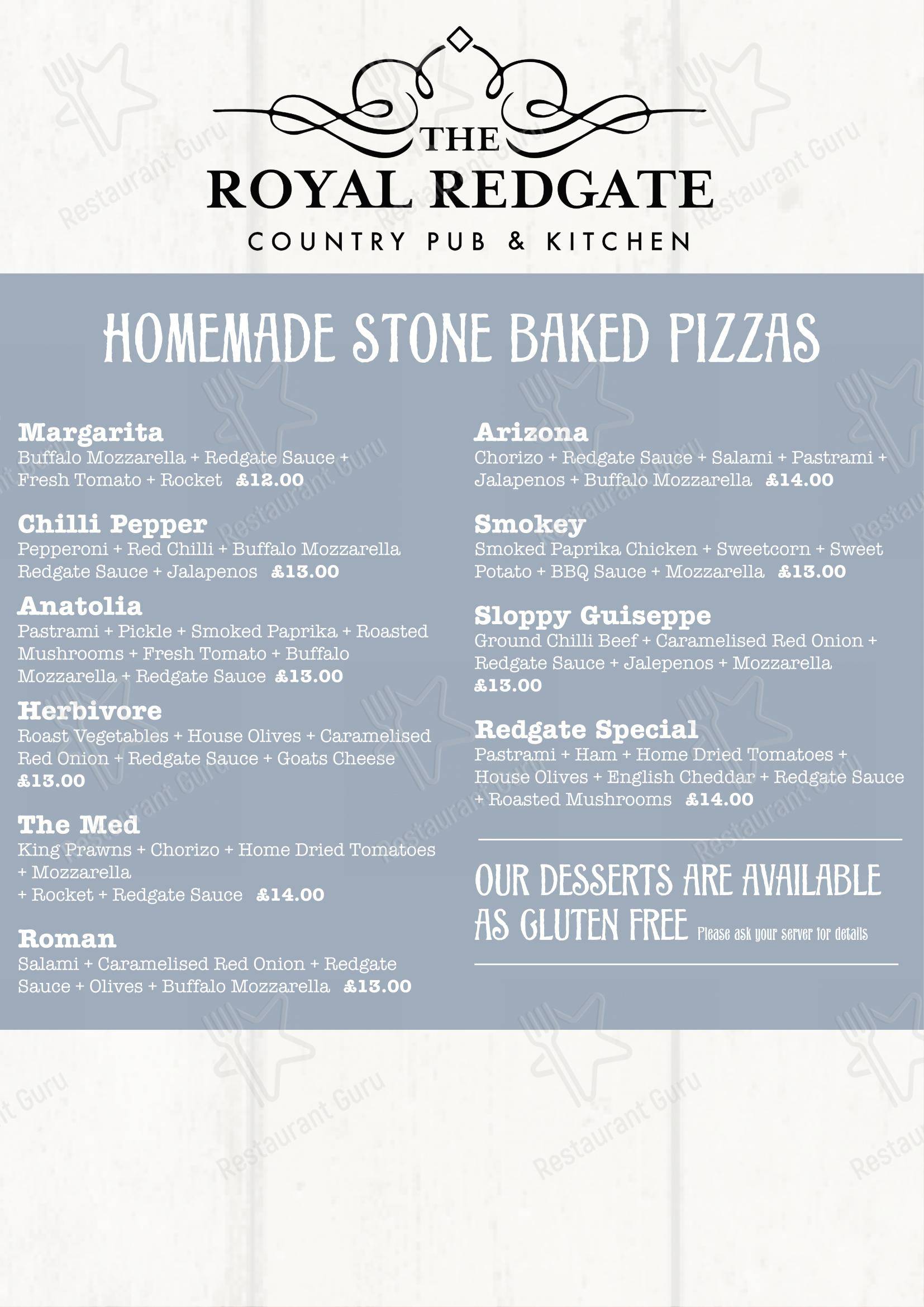 Menu at The Royal Redgate pub & bar, Nuneaton, Watling St