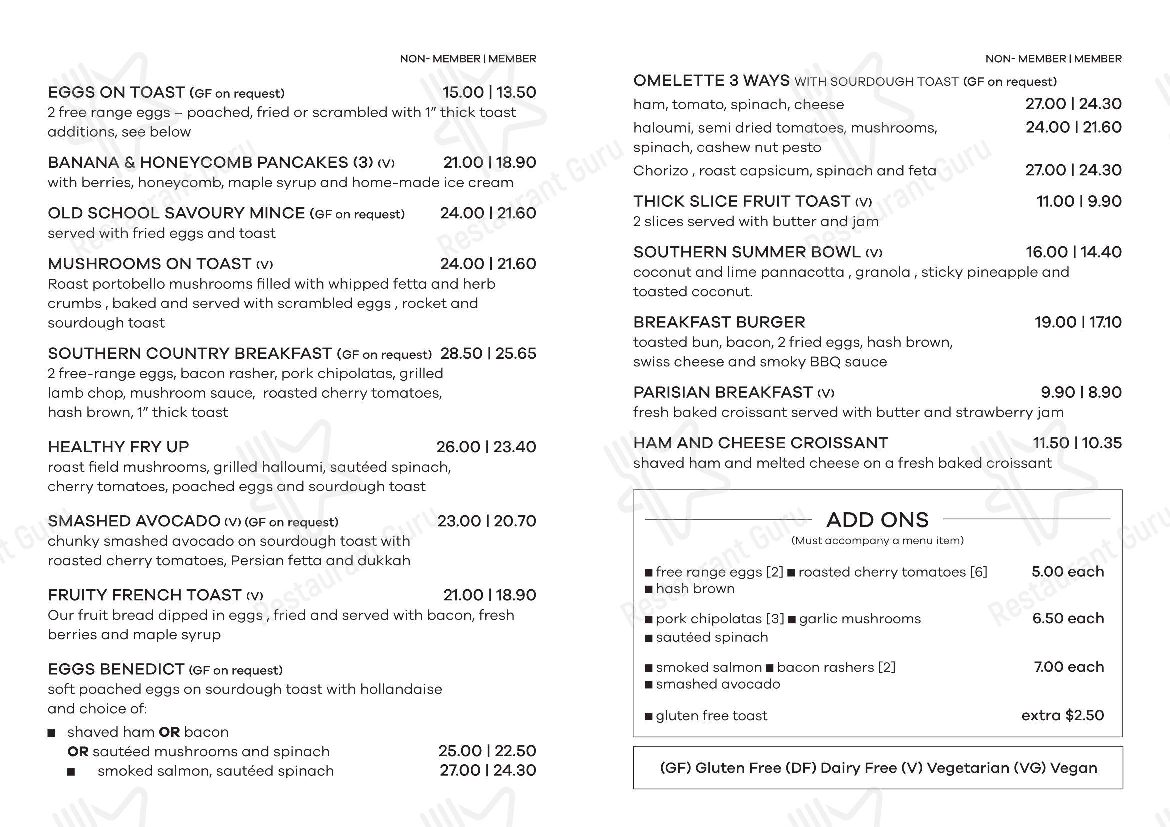 Menu at The Southern Hotel Toowoomba restaurant, Kearneys Spring, 839 ...