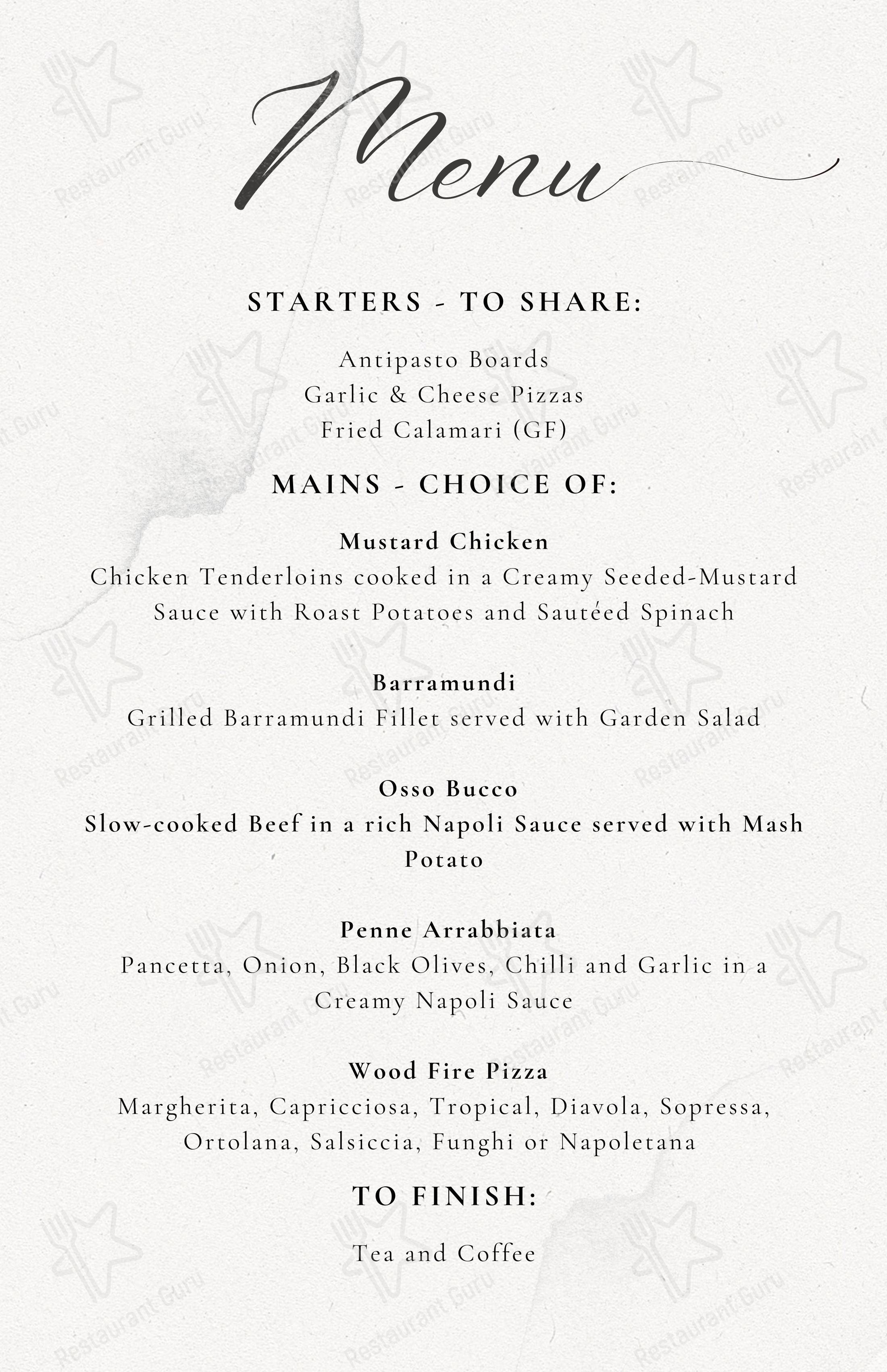 Menu at VIA CONDOTTI restaurant, Balwyn North