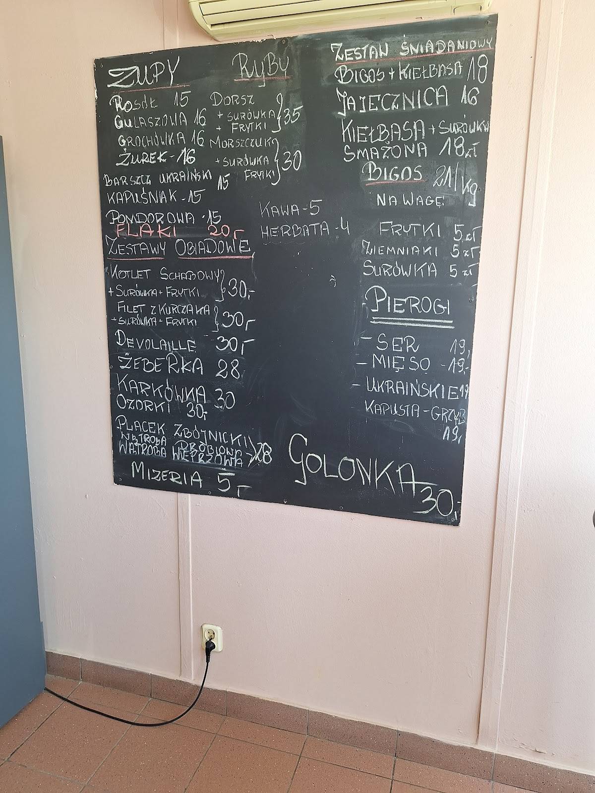 Menu at Wigwam bar u Jana - grochówka wojskowa, Poland