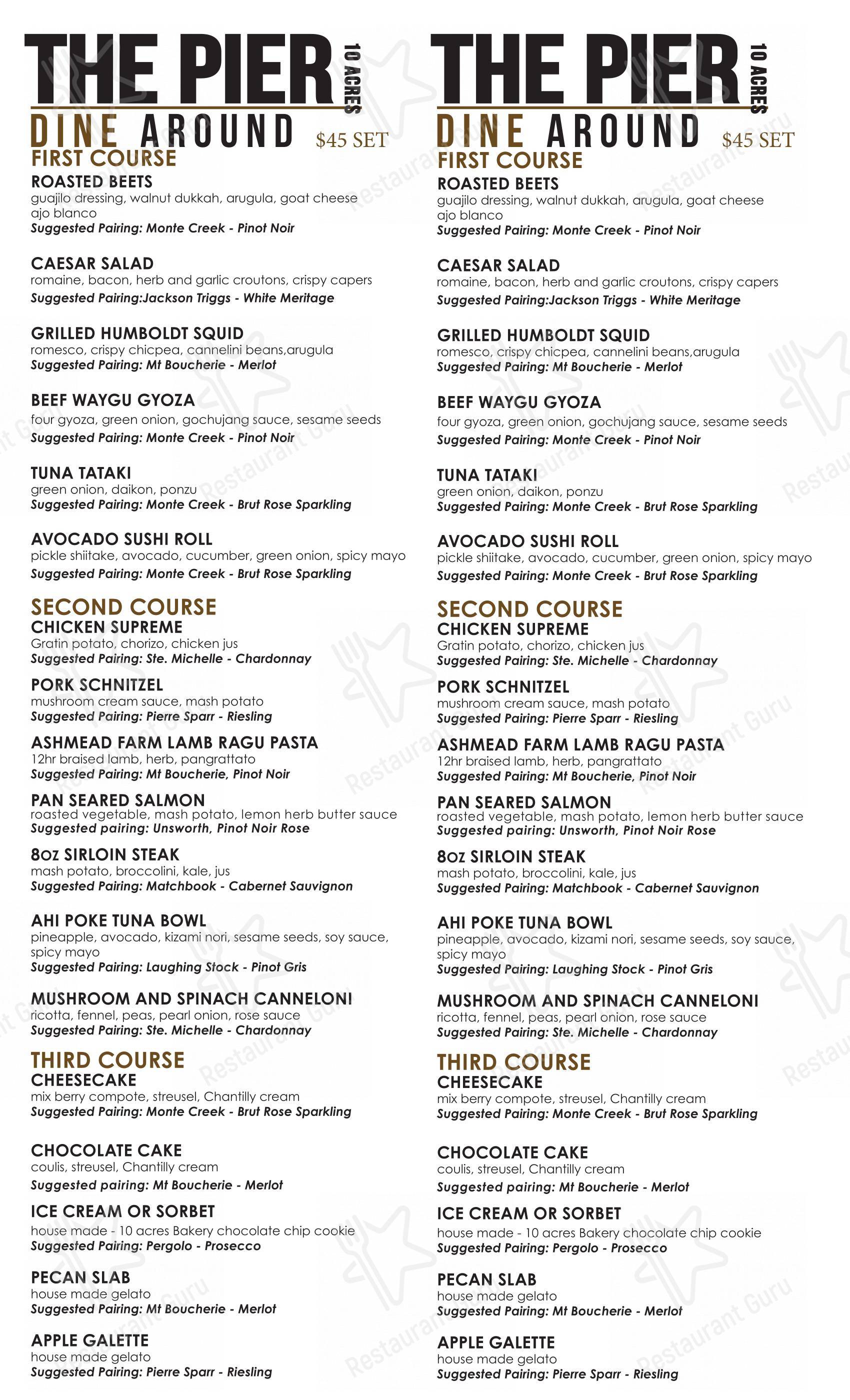 Menu at 10 Acres Bistro restaurant, Victoria