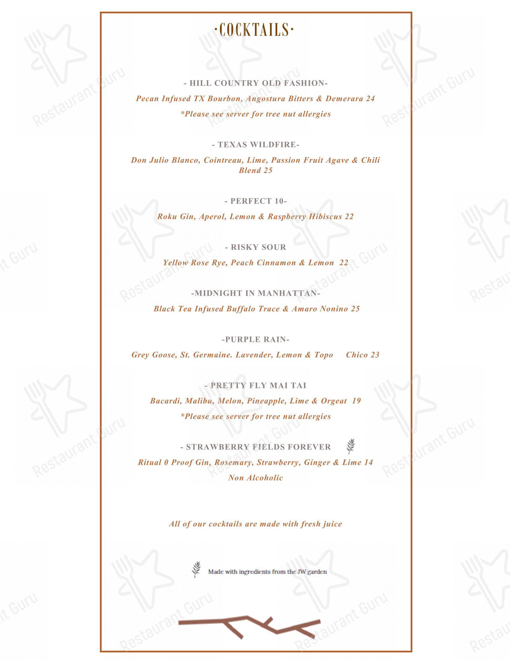 Menu at 18 Oaks steakhouse, San Antonio, Resort Pkwy