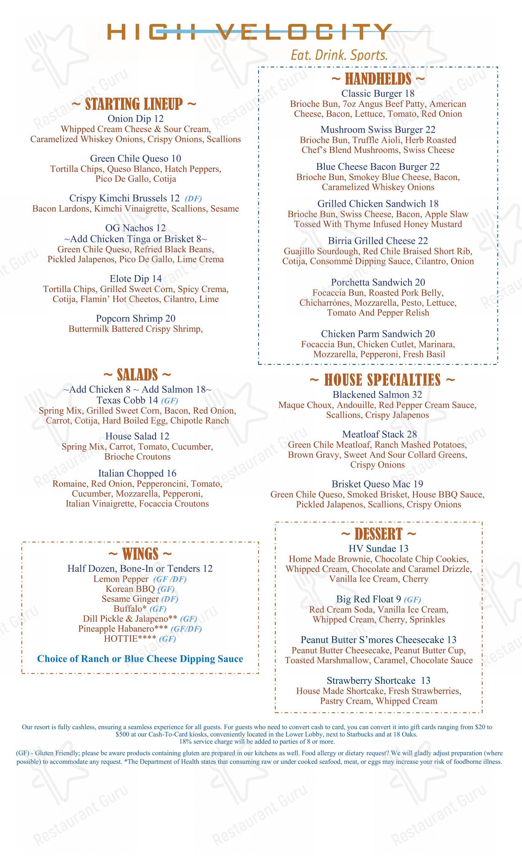 Menu at 18 Oaks steakhouse, San Antonio, Resort Pkwy