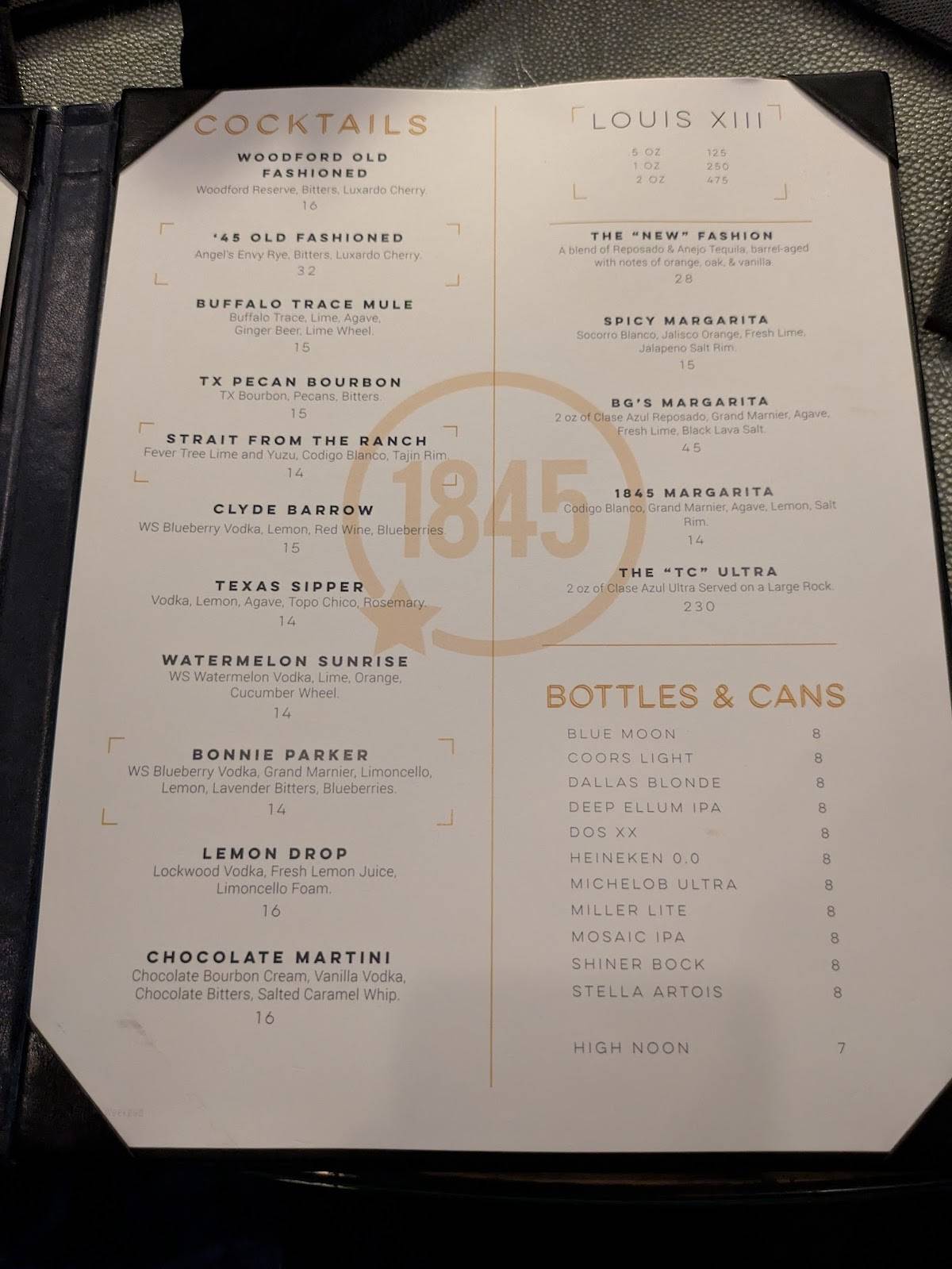 Menu at 1845 Taste Texas pub & bar, Flower Mound