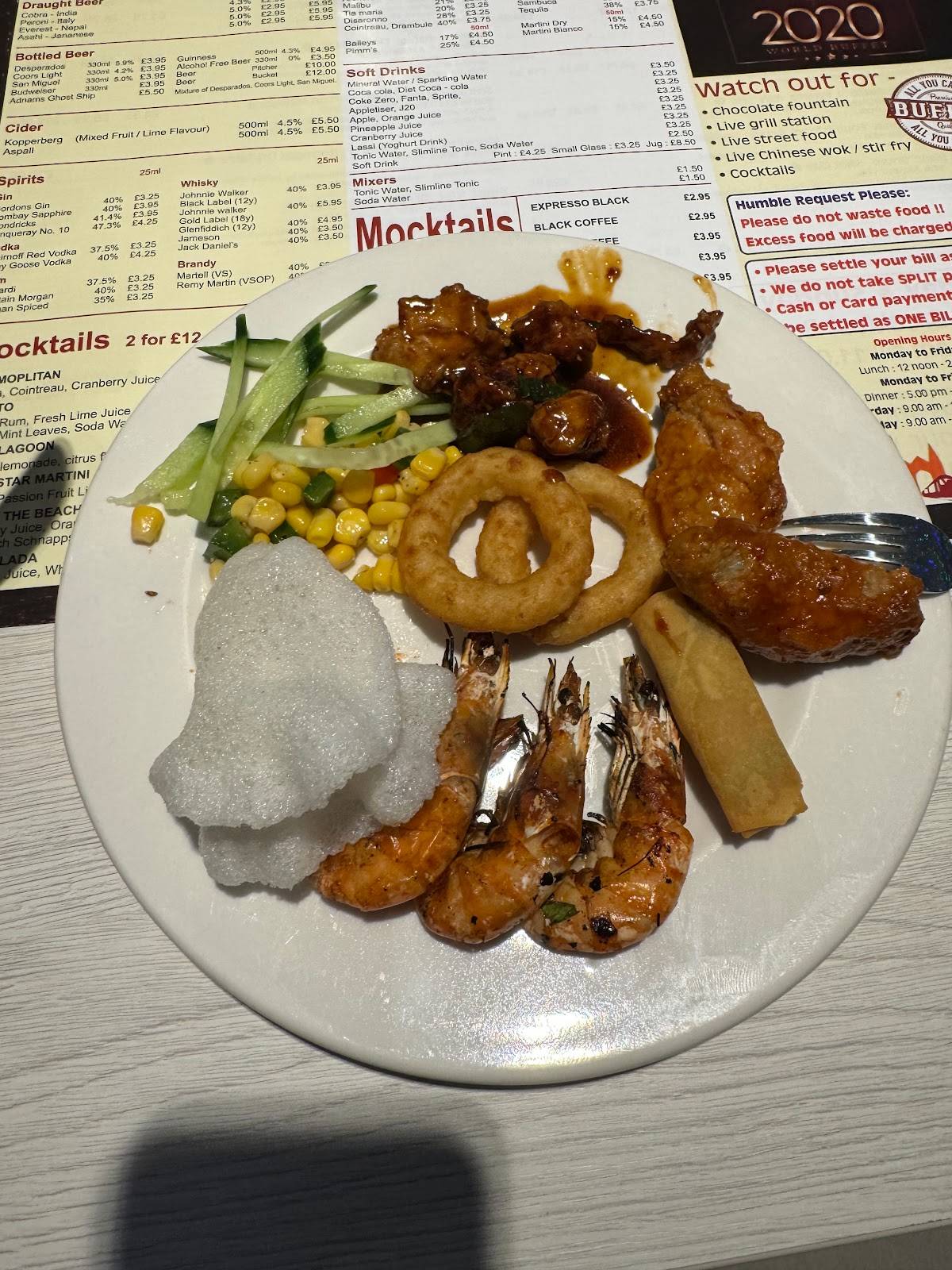 Menu at 2020 World Buffet restaurant, Peterborough