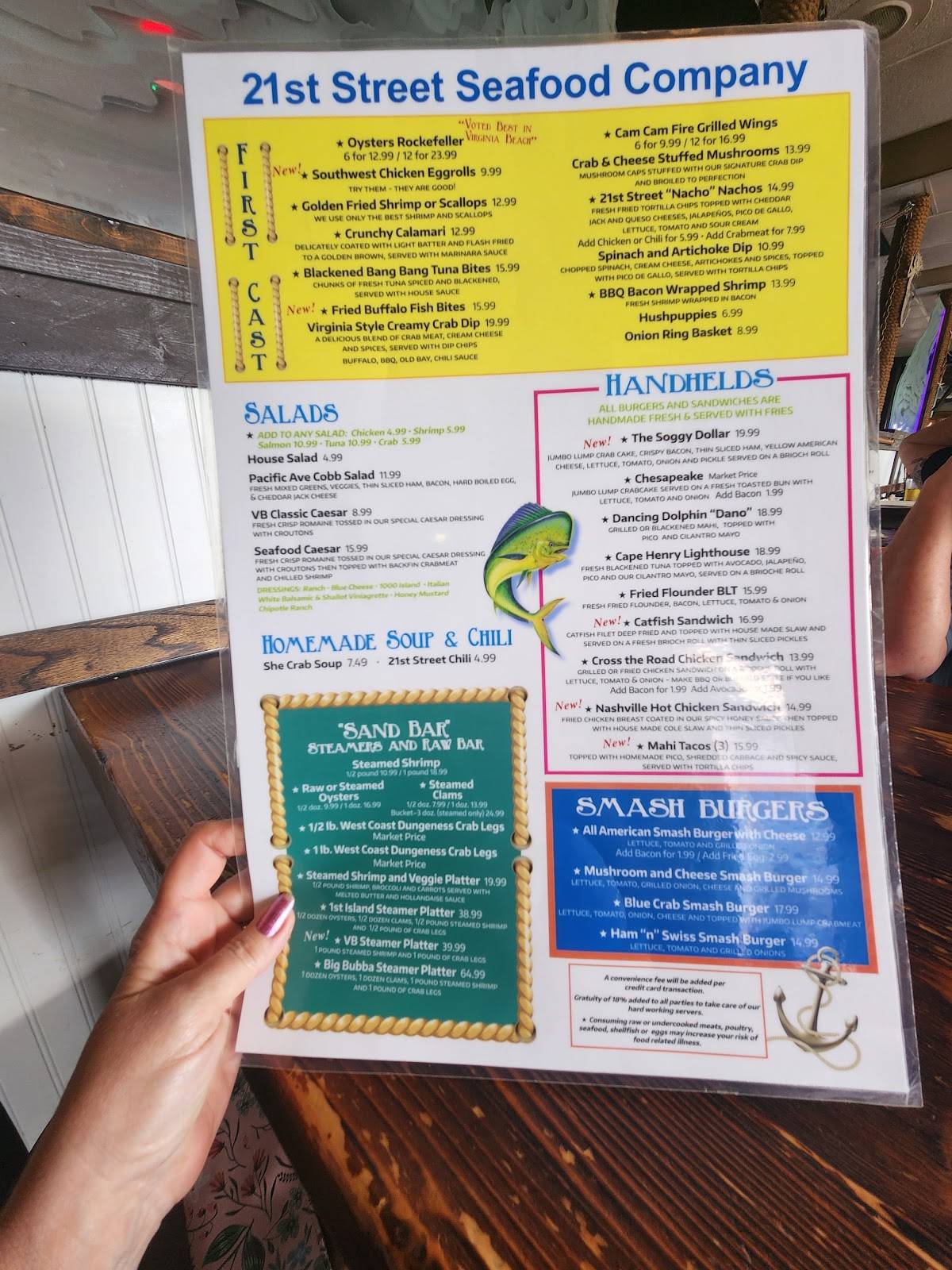 Menu at 21st Street Seafood Raw Bar, Virginia Beach