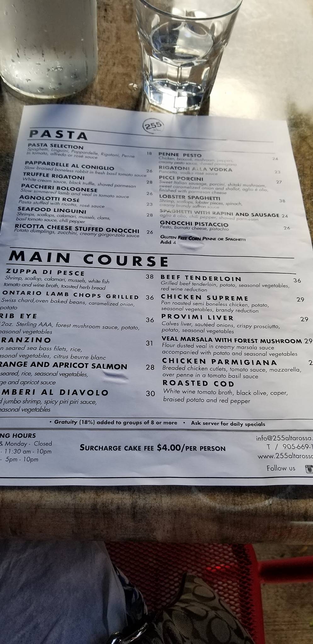 Menu at 255 By Alta Rossa Ristorante pizzeria, Vaughan