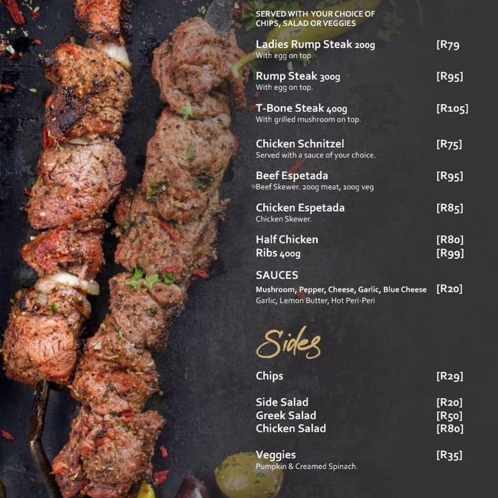 Menu at 28 restaurant, Bloemfontein