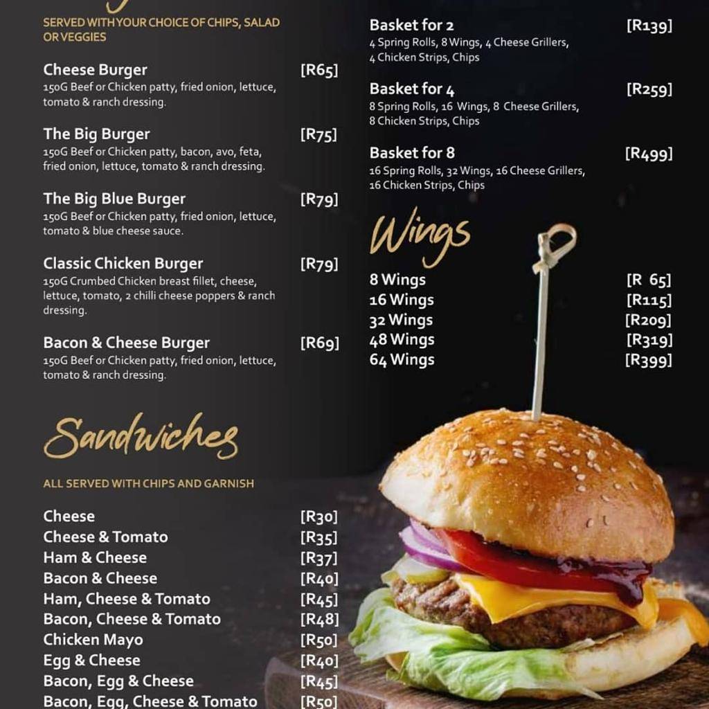 Menu at 28 restaurant, Bloemfontein