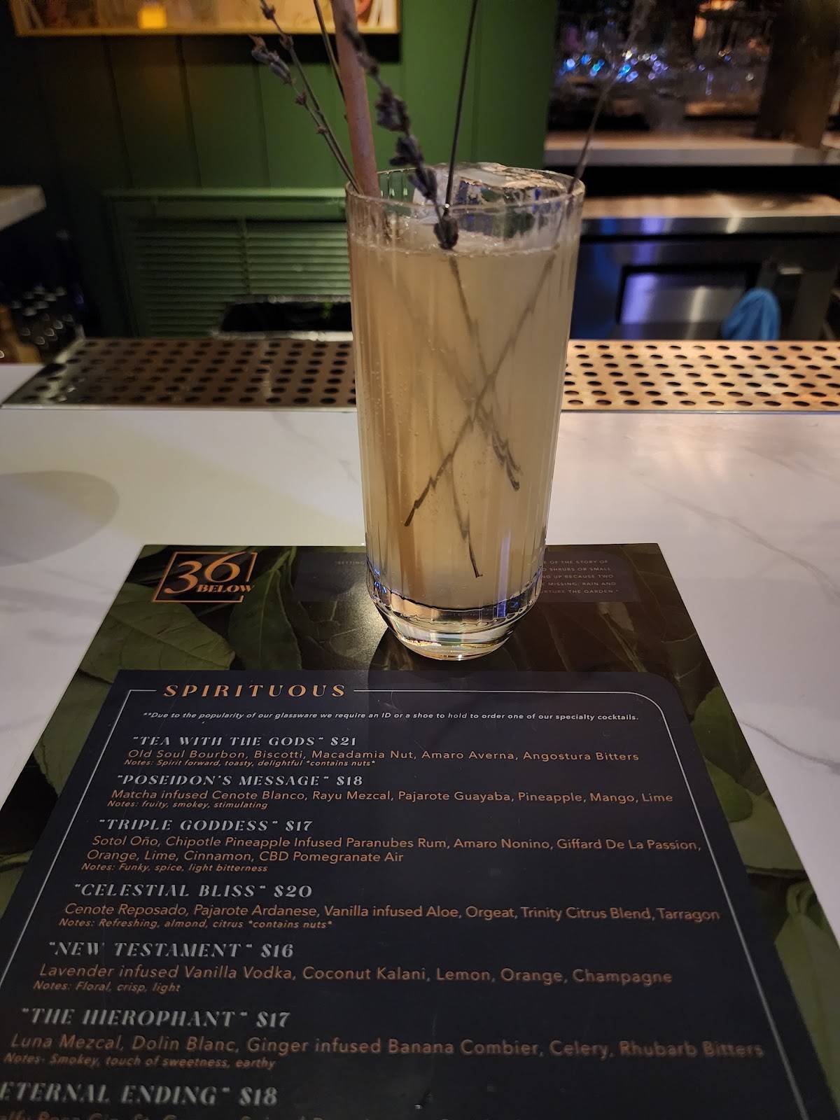 Carta del pub y bar 36 Below, Phoenix