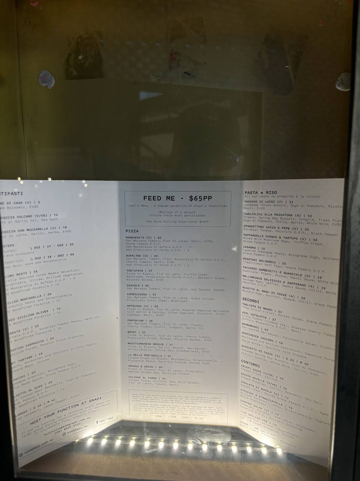 Menu at 400 Gradi - Adelaide pizzeria, Norwood