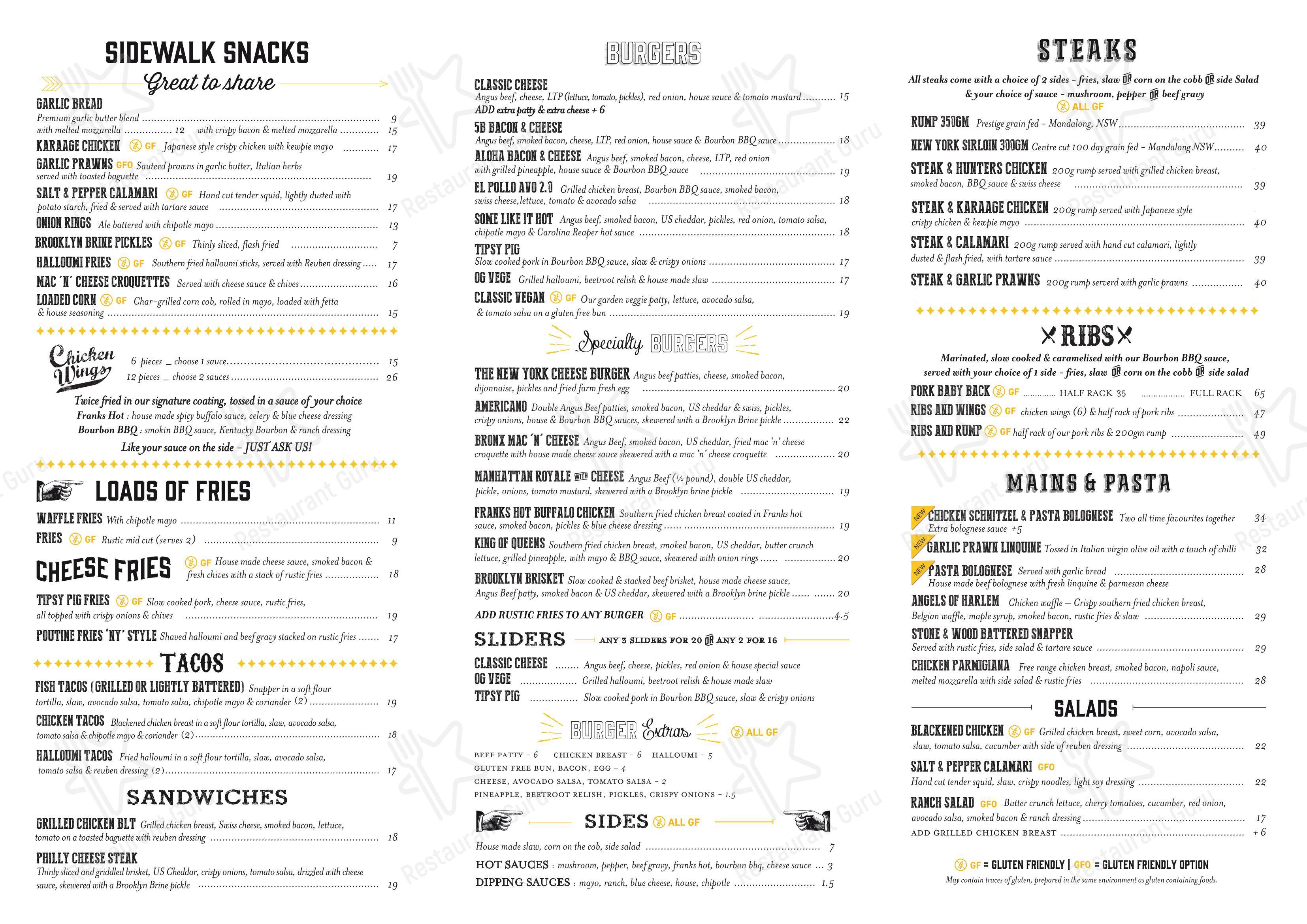 Menu at 5 Boroughs Morayfield restaurant, Morayfield