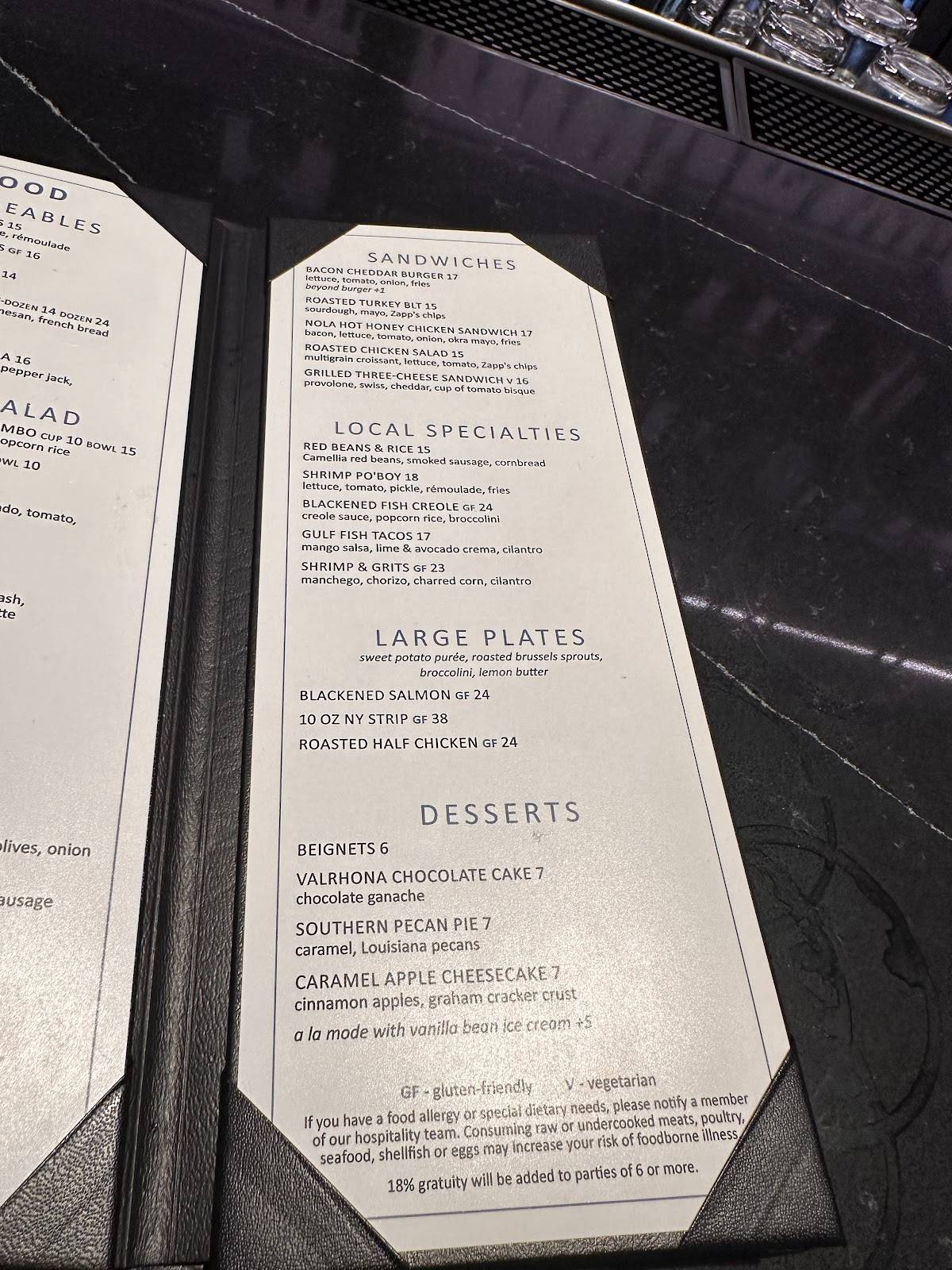 Menu at 55 Fahrenheit pub & bar, New Orleans, 555 Canal St