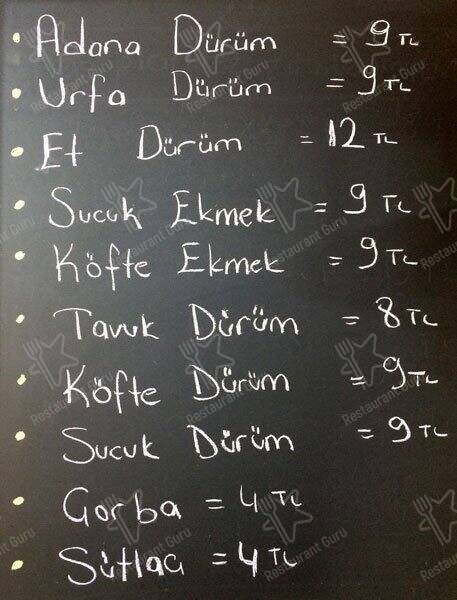 Menu au 7 Cihan İzgara Dürüm restaurant, Istanbul