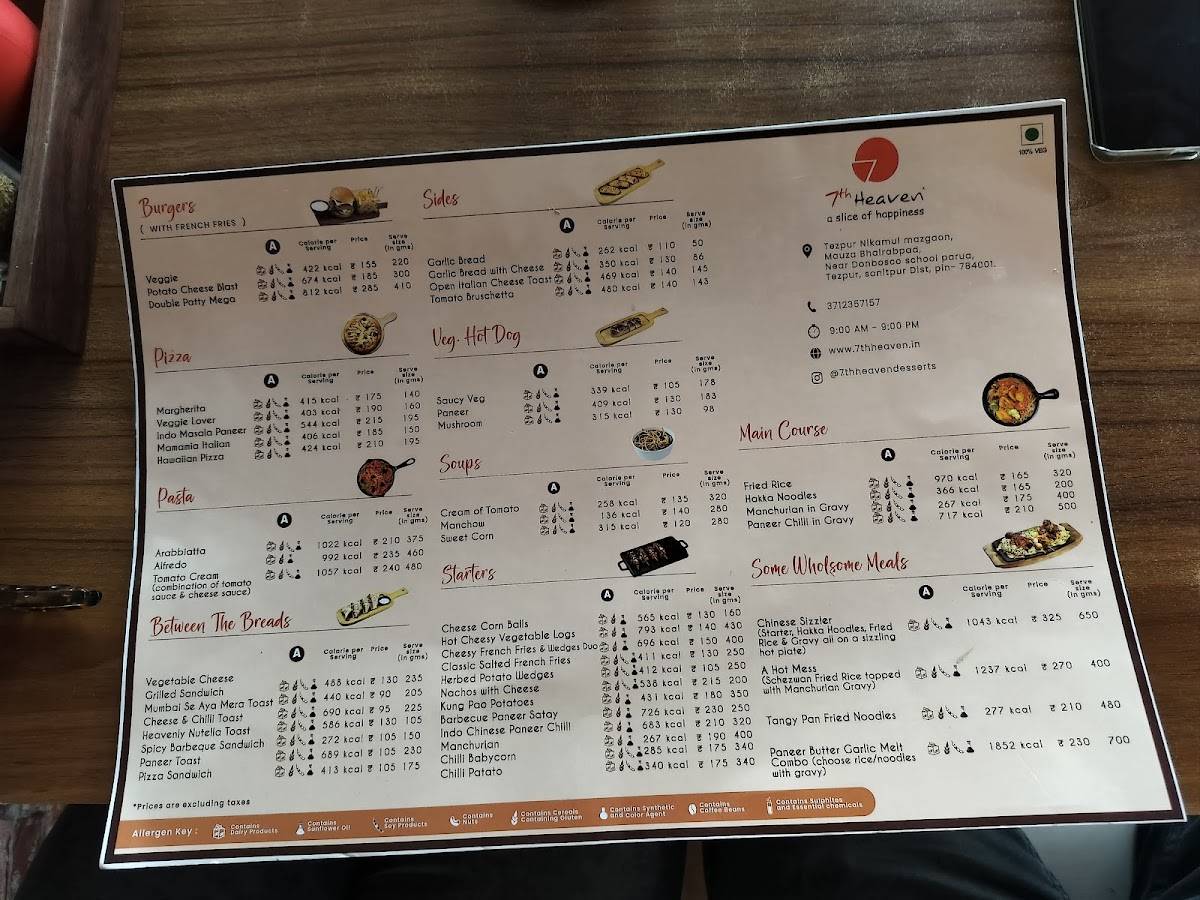 Menu at 7th Heaven Tezpur, Tezpur