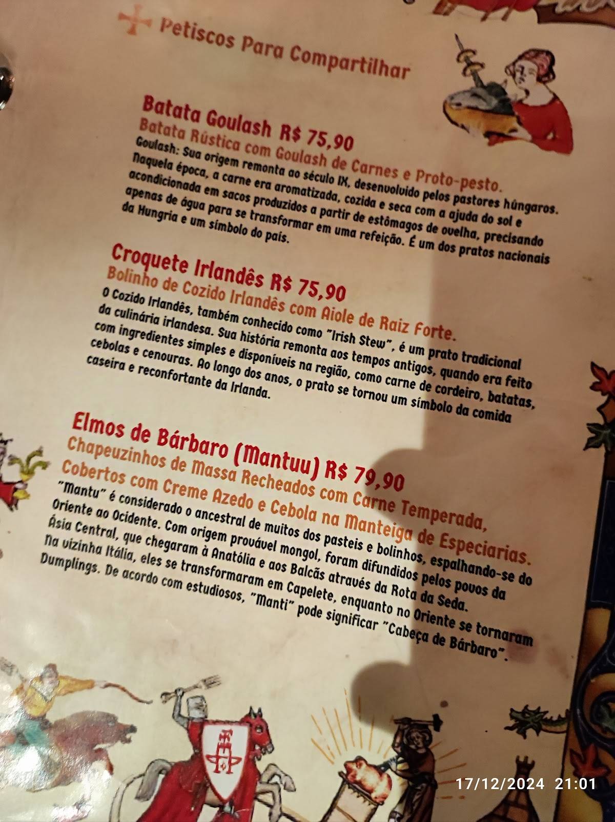 Menu em A Forja - Taverna Épica Medieval restaurante, Belo Horizonte