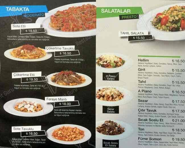 Menu at A Piano, Istanbul