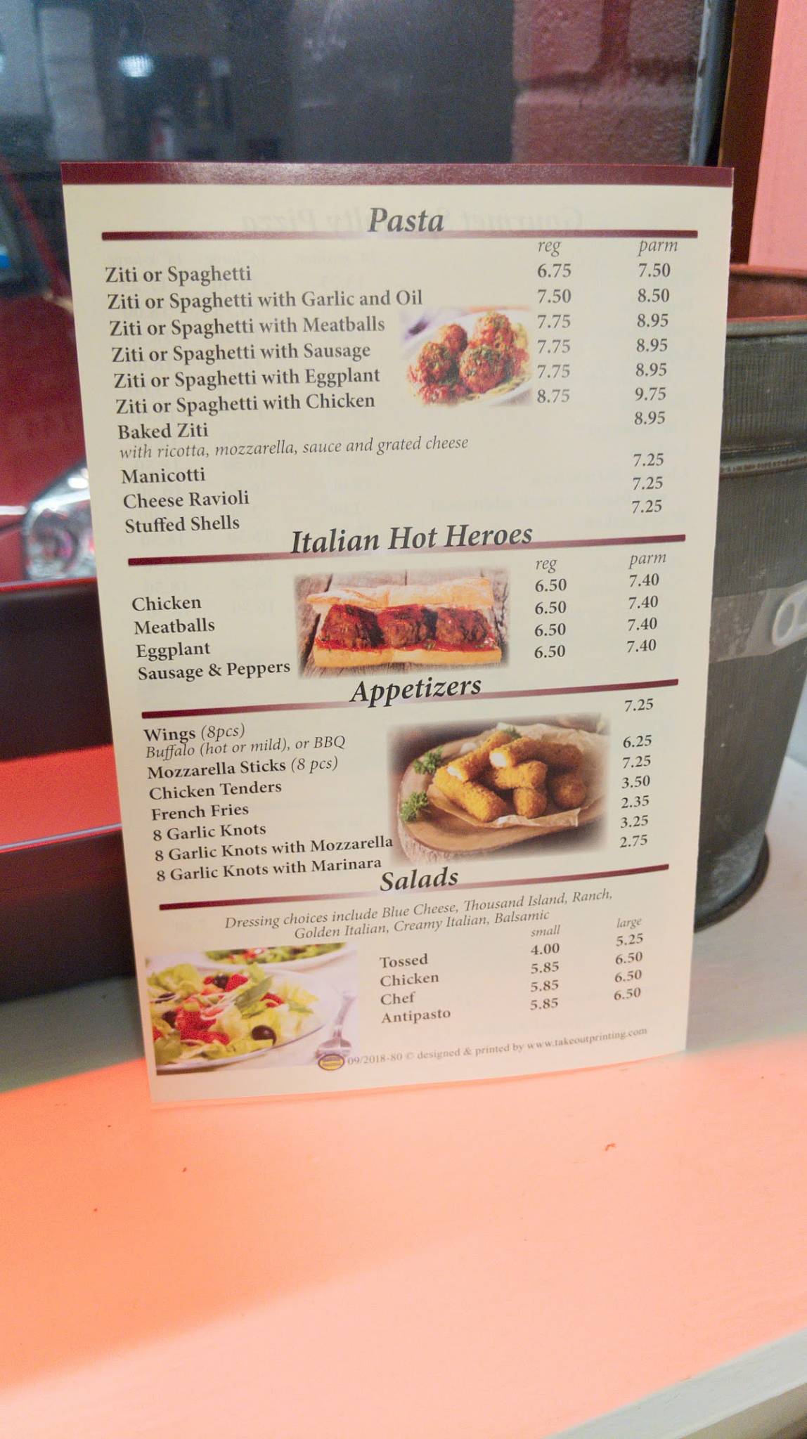 Menu at A Touch of Naples pizzeria, Poughkeepsie