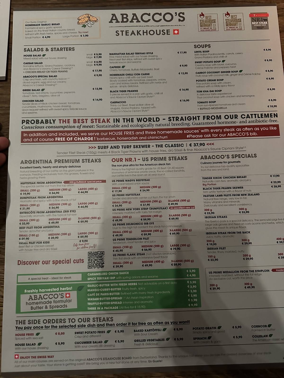 Speisekarte von Abacco's Steakhouse Frankfurt, Frankfurt am Main