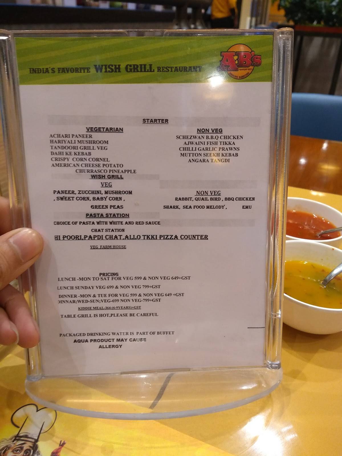 Menu at AB's - Absolute Barbecues Gautambudh Nagar, Noida, Noida