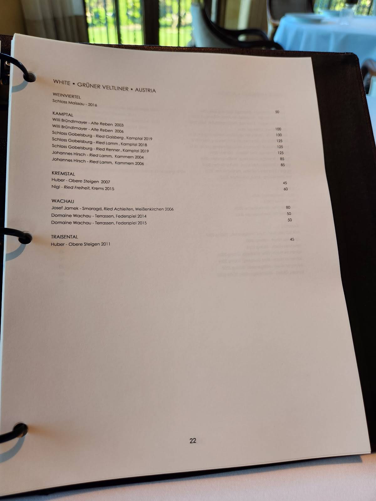 Menu at ADDISON restaurant, San Diego
