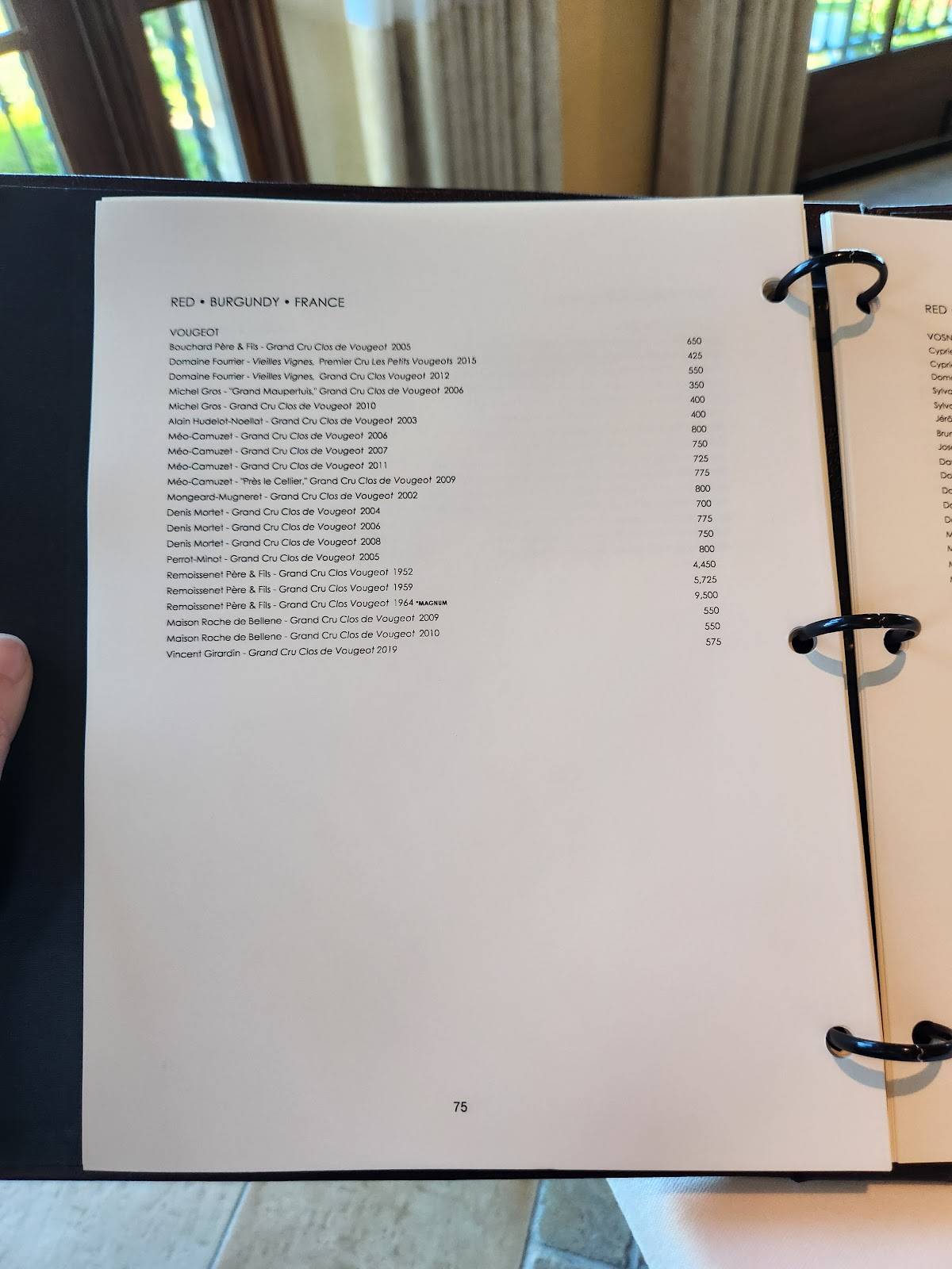 Menu at ADDISON restaurant, San Diego