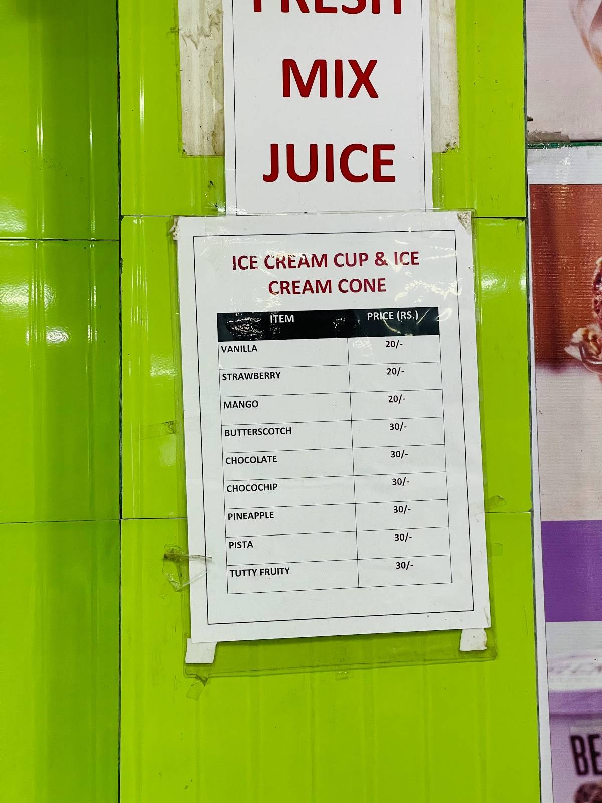 Menu at AIIMS OPD canteen, New Delhi