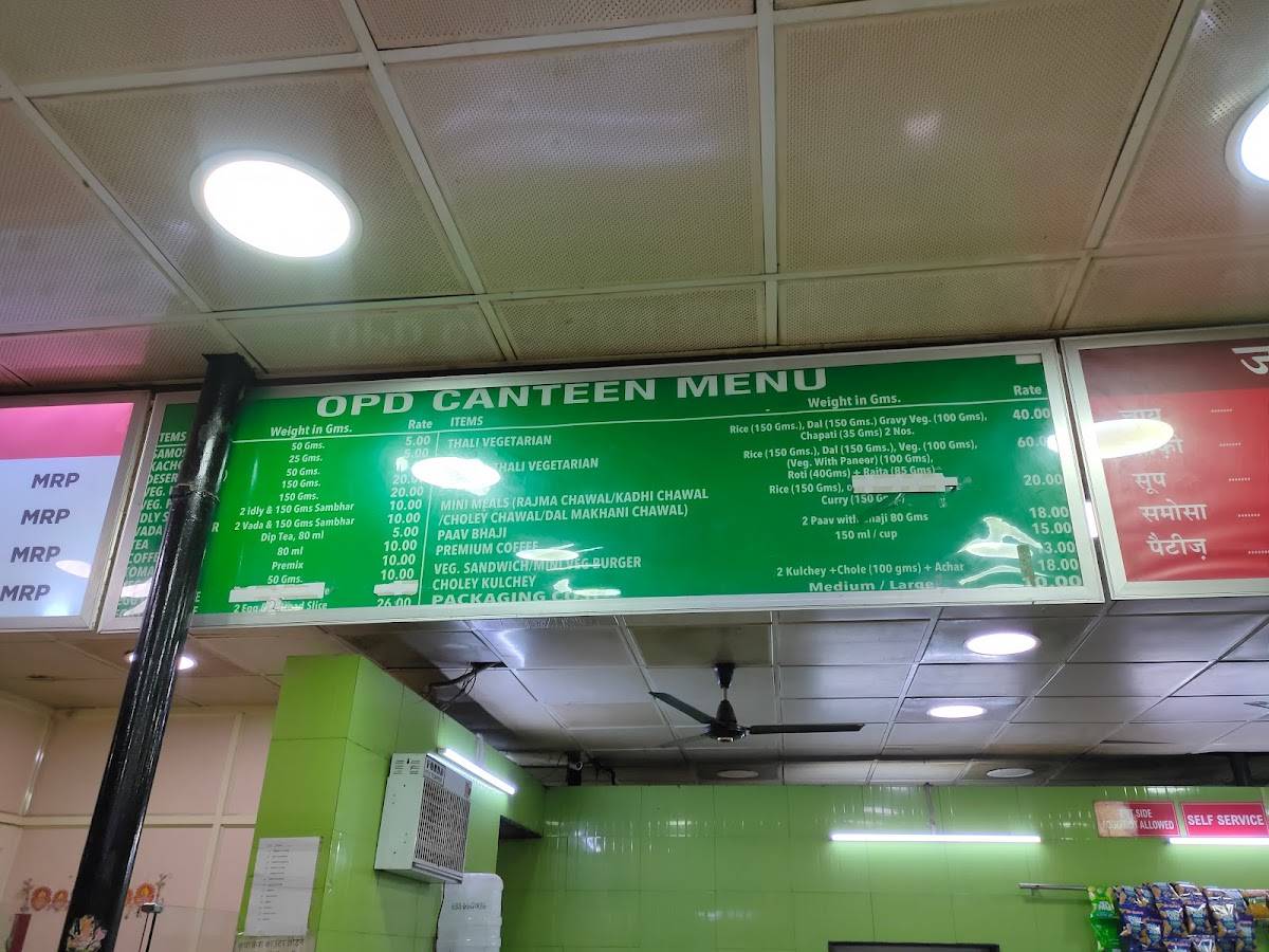 Menu at AIIMS OPD canteen, New Delhi