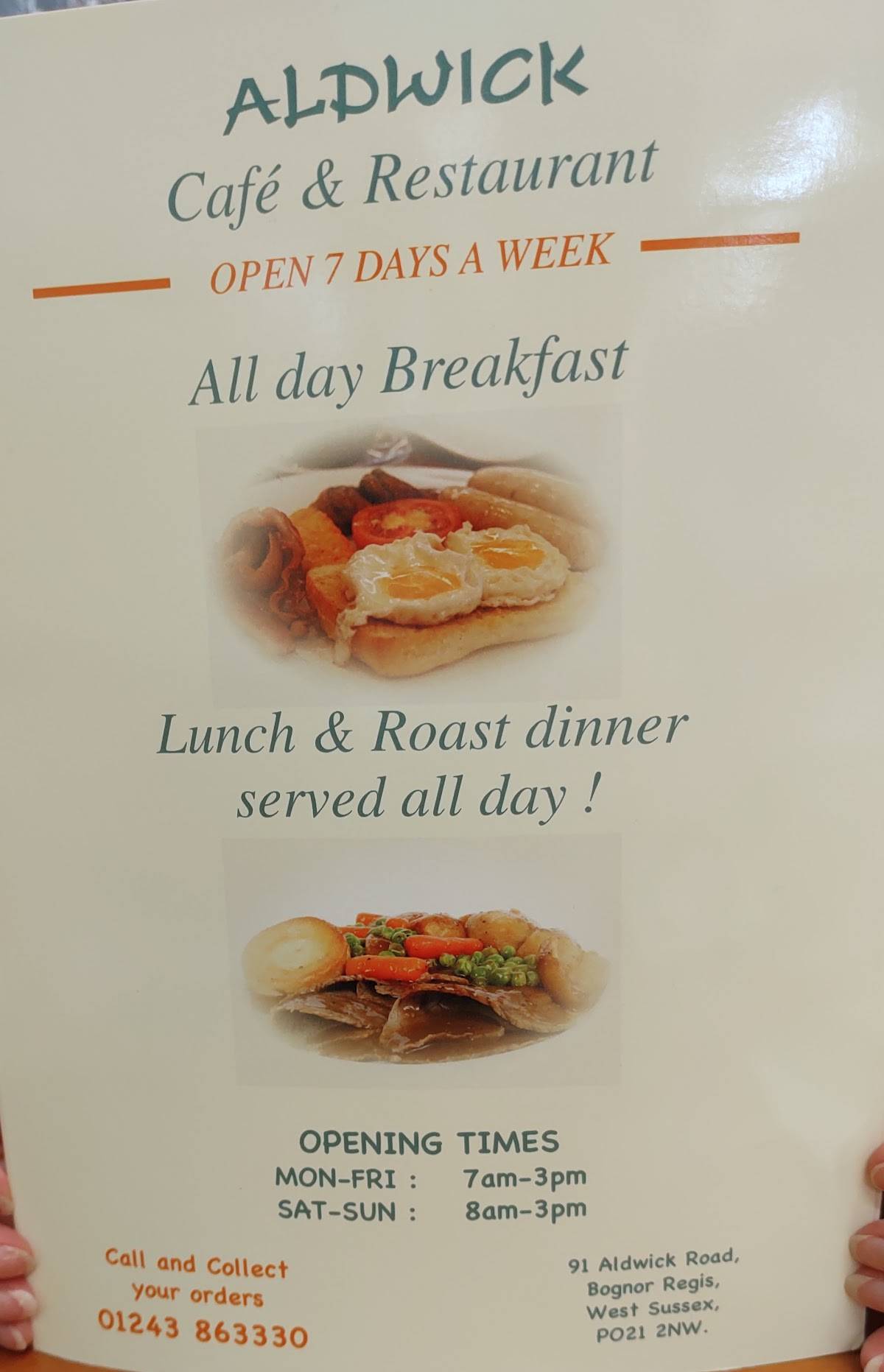 Menu at ALDWICK Cafe & Restaurant, Bognor Regis