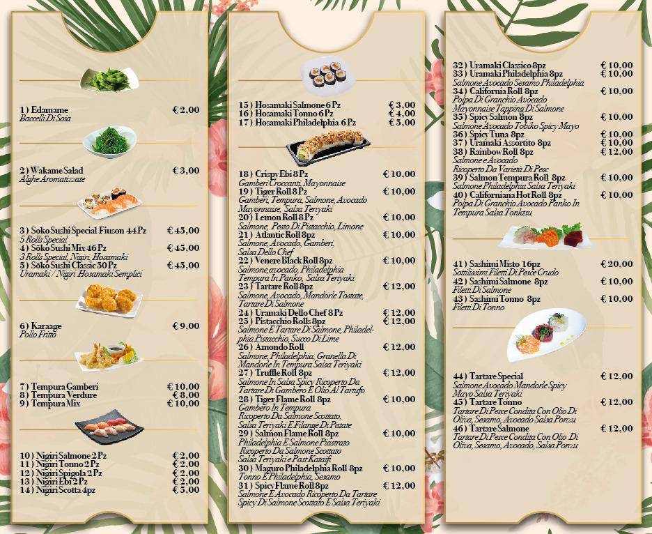 Menu da ALOHA sushi ristorante, Rossano Stazione