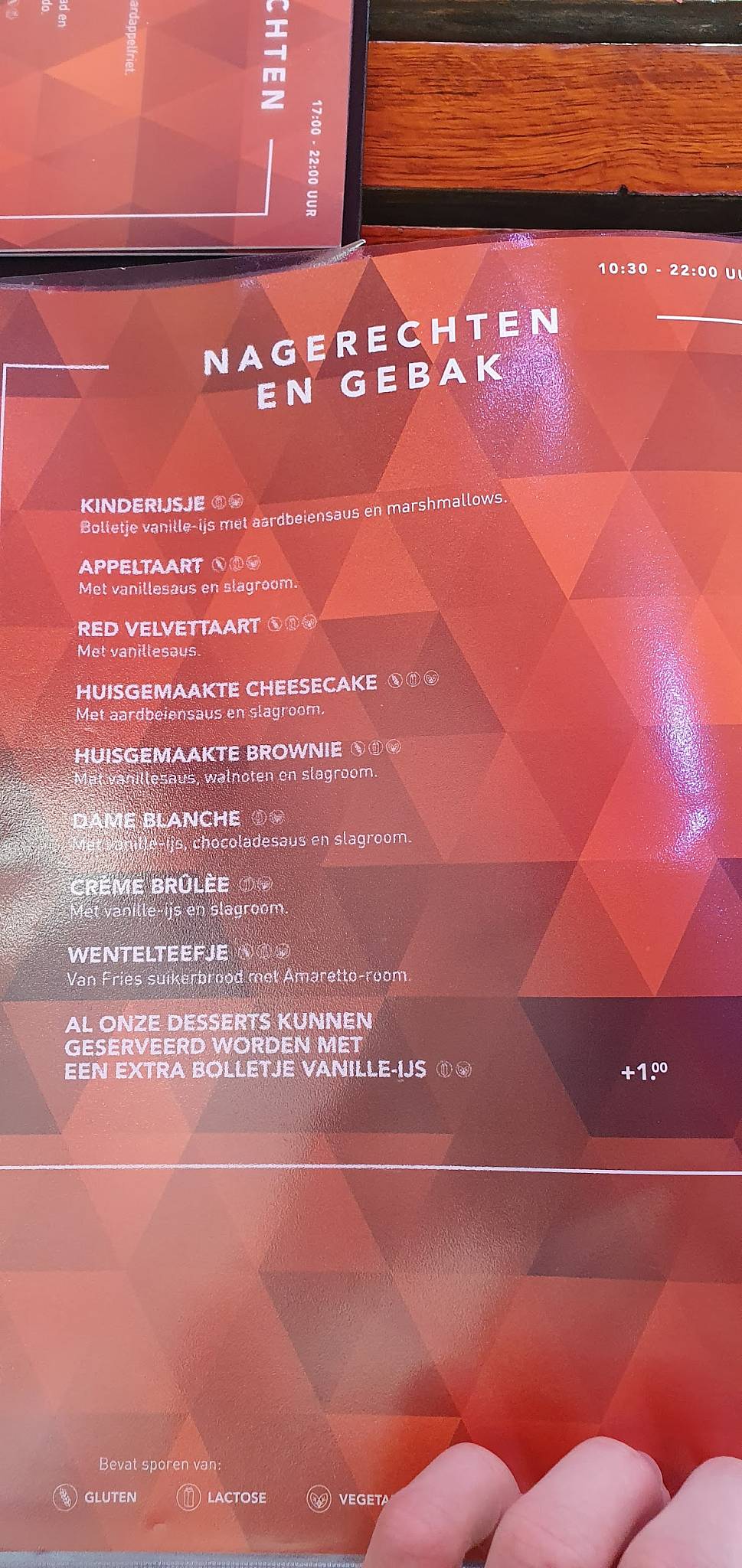 Menu at ANNO, Almere