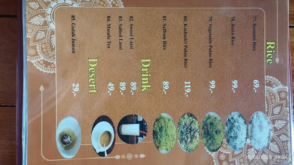 Menu at ATCHA Indian restaurant, Hua Hin
