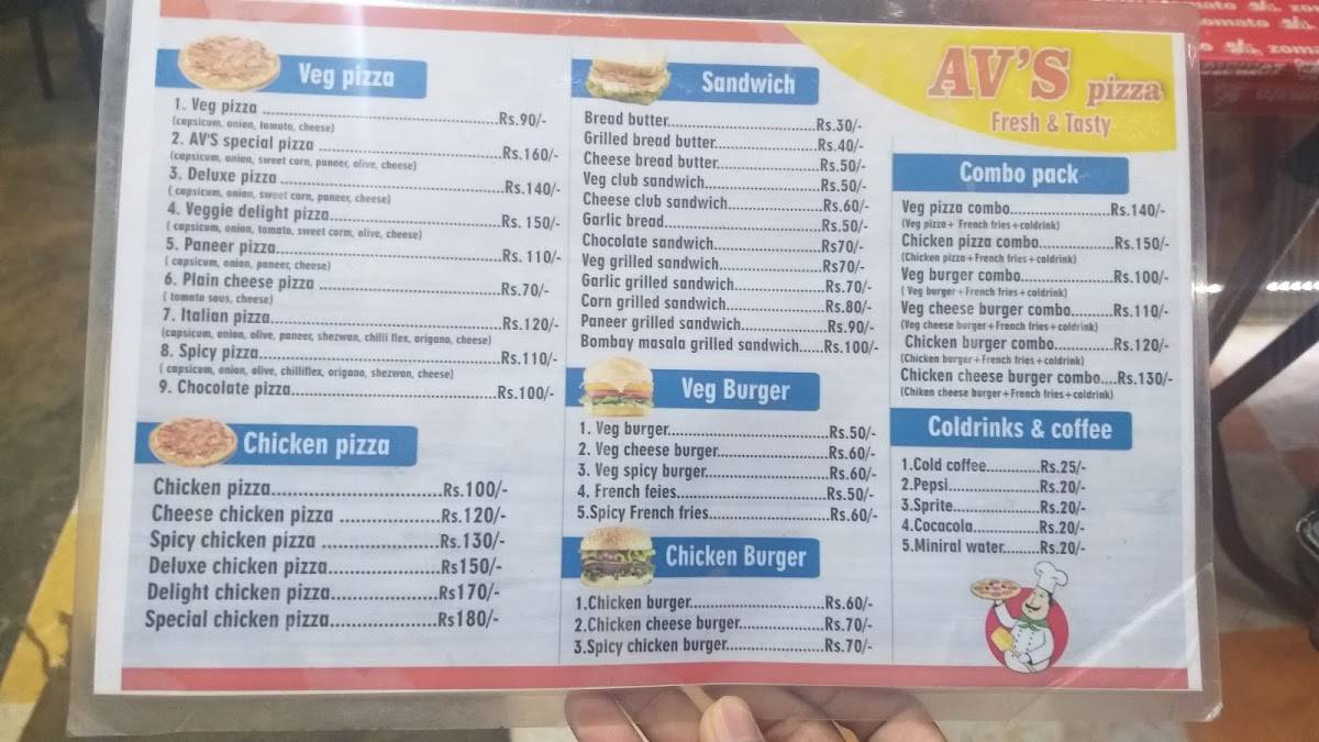 Menu at AV's Pizza, Pune, Kondhwa Main Rd