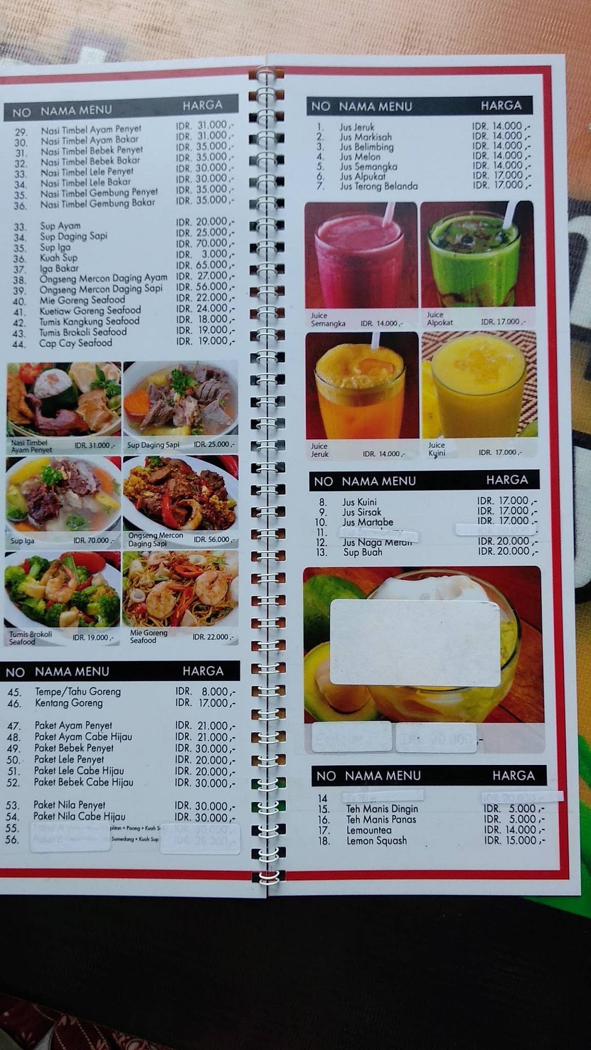 Carta del restaurante AYAM PENYET JOKO SOLO, Medan, Jl. Dr. Mansyur No.51