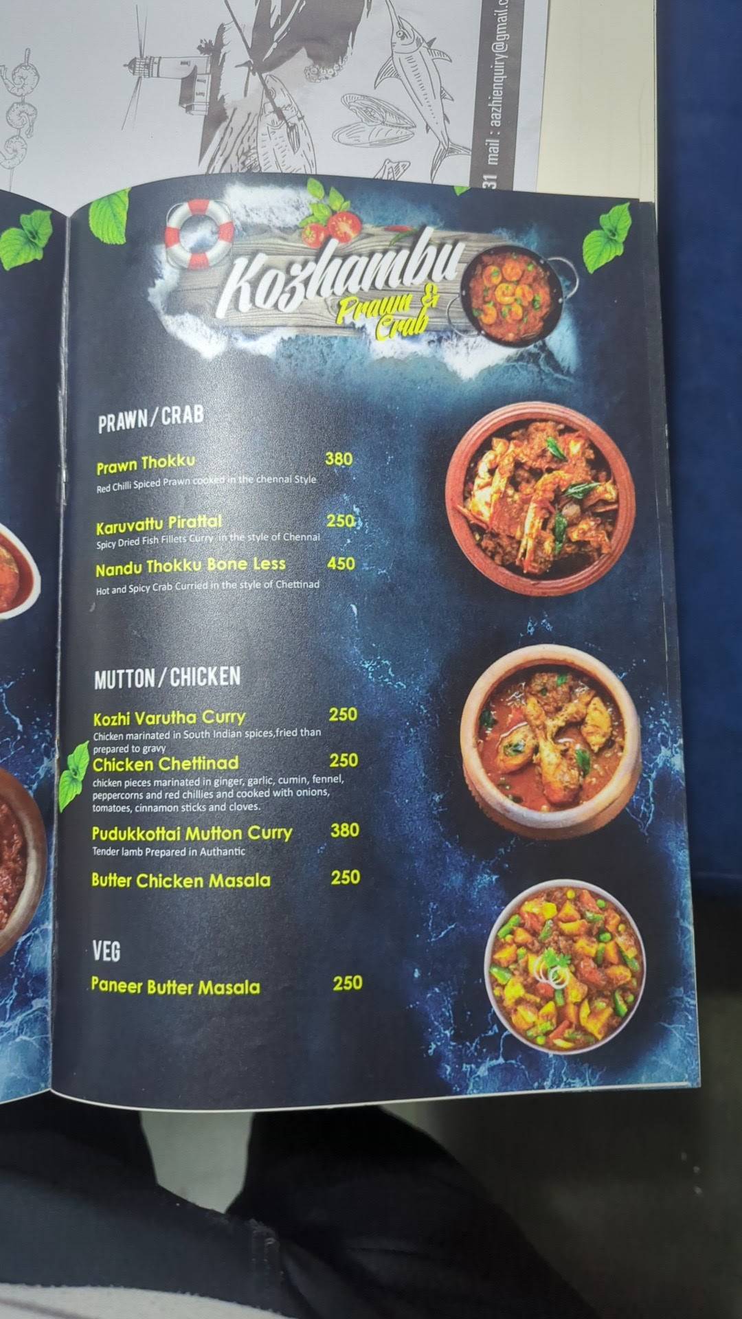 Menu at Aazhi Seafood Restaurant, Chennai, 20
