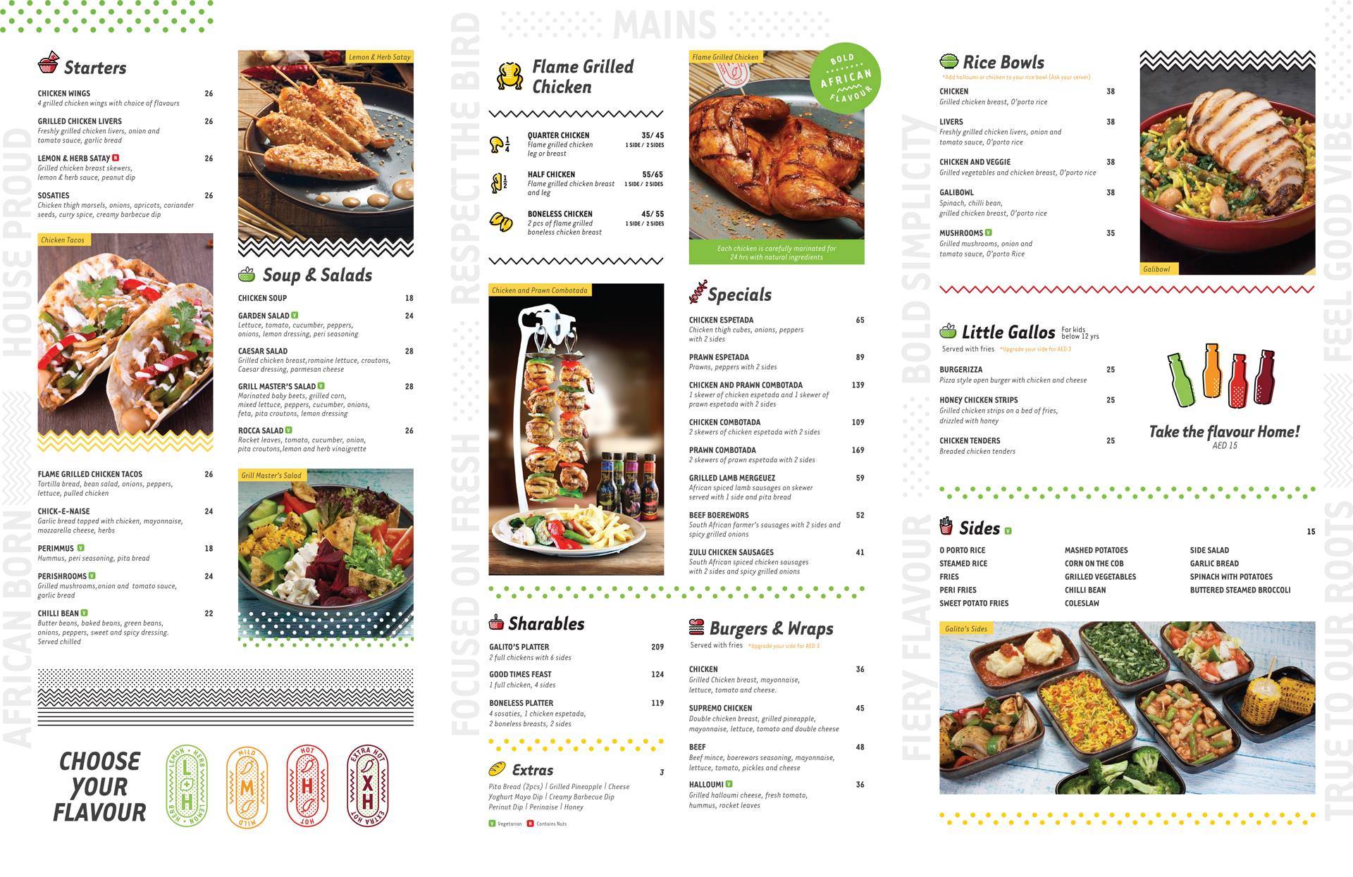 Menu at Galito's restaurant, Abu Dhabi, Unit CE05