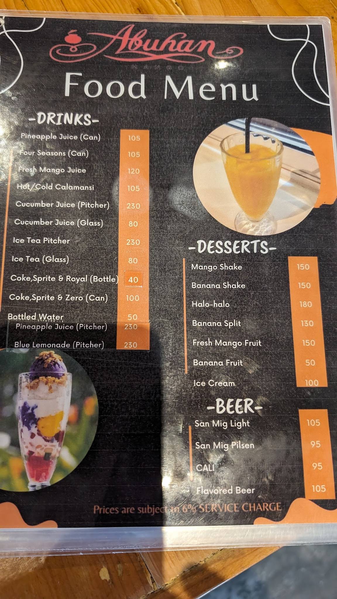 Menu at Abuhan Restaurant, Cebu City, Ground Floor Mango Square Mall