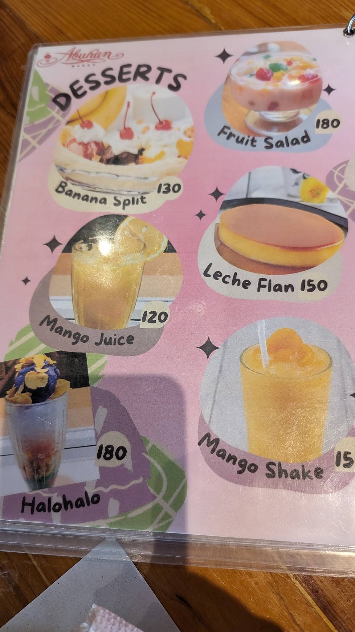 Menu at Abuhan Restaurant, Cebu City, Ground Floor Mango Square Mall