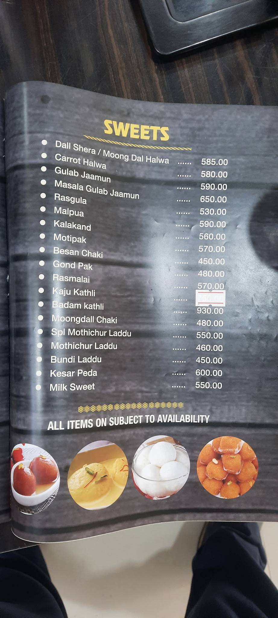 Menu at Agarwal desi palace, Chennai